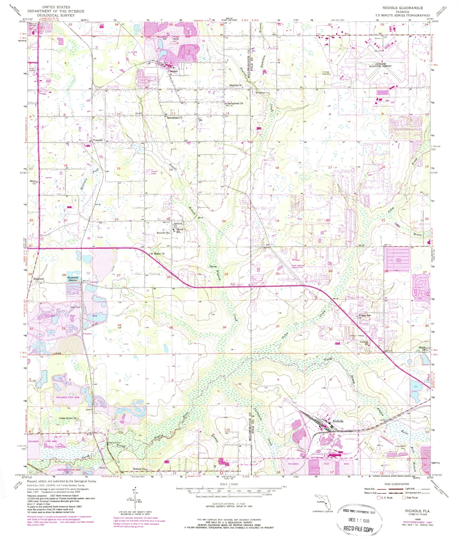 Classic USGS Nichols Florida 7.5'x7.5' Topo Map – MyTopo Map Store