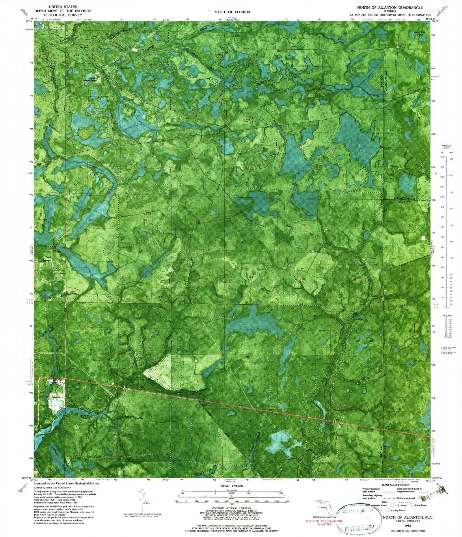 Classic USGS North of Allanton Florida 7.5'x7.5' Topo Map – MyTopo Map ...