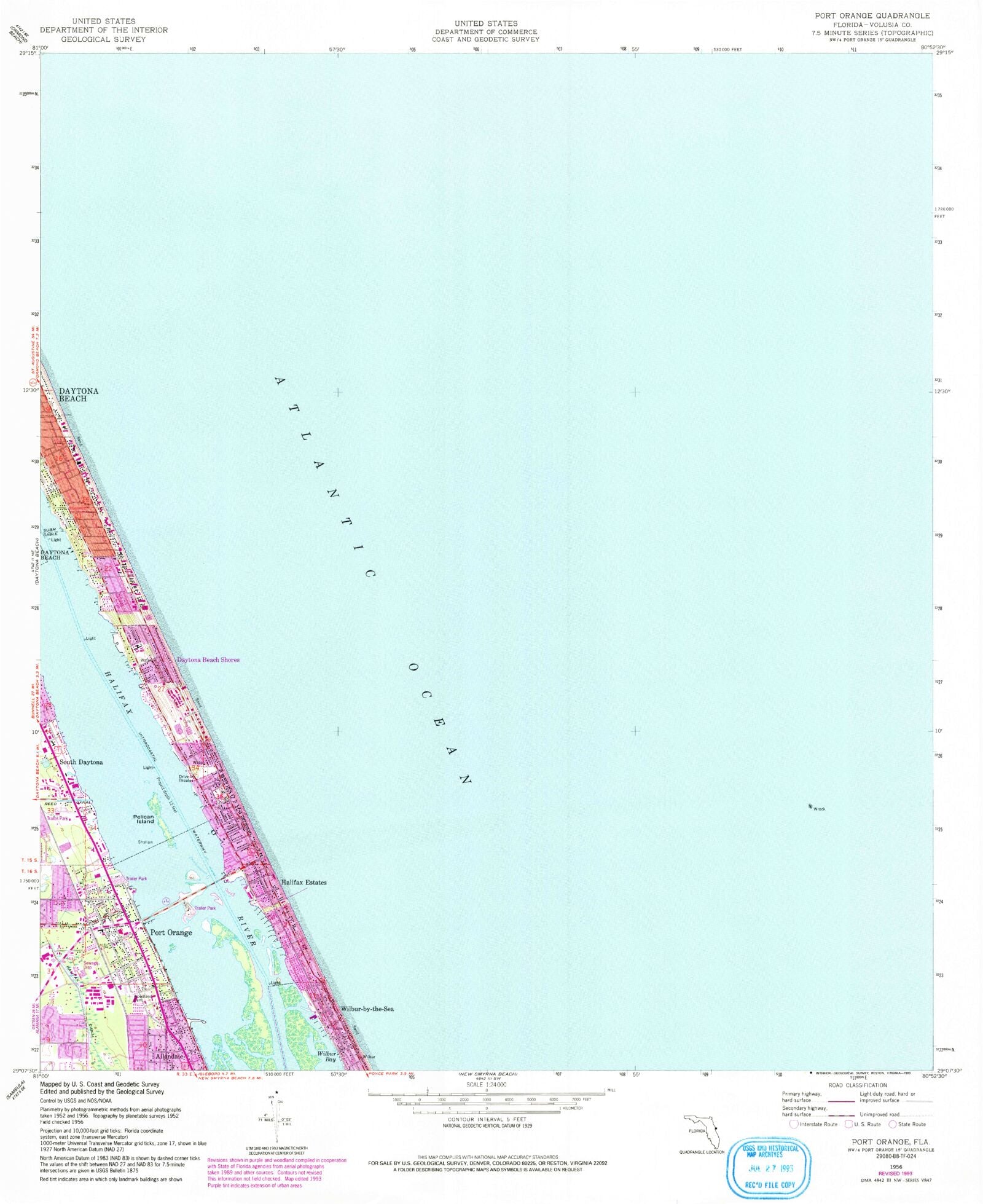 Classic USGS Port Orange Florida 7.5'x7.5' Topo Map – MyTopo Map Store