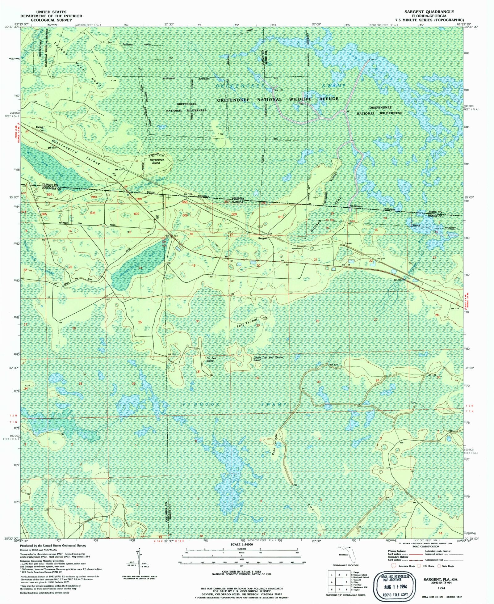 Classic USGS Sargent Florida 7.5'x7.5' Topo Map – MyTopo Map Store