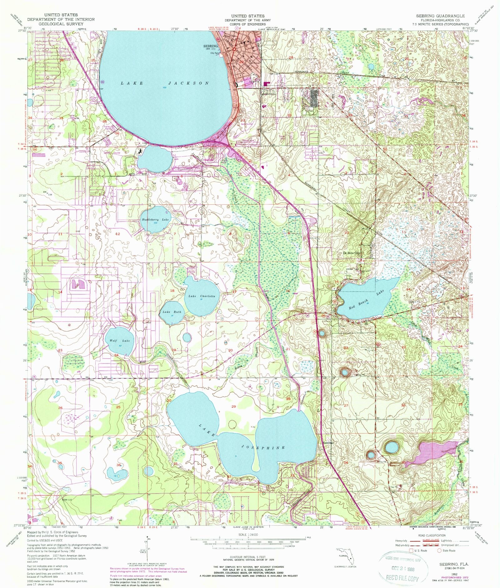 Classic USGS Sebring Florida 7.5'x7.5' Topo Map – MyTopo Map Store