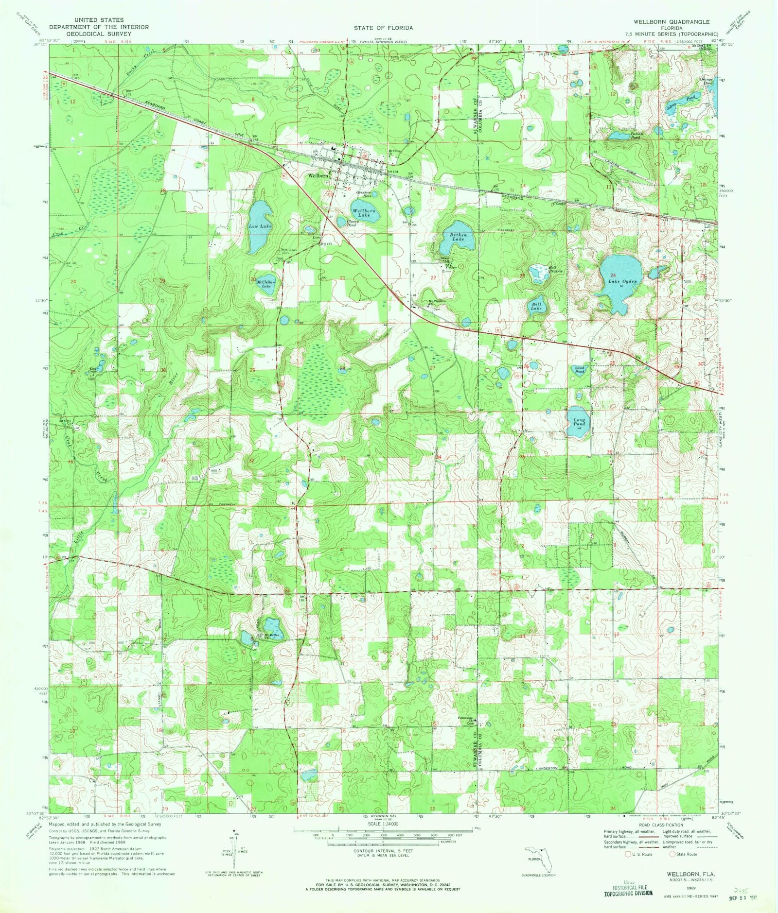 Classic USGS Wellborn Florida 7.5'x7.5' Topo Map – MyTopo Map Store