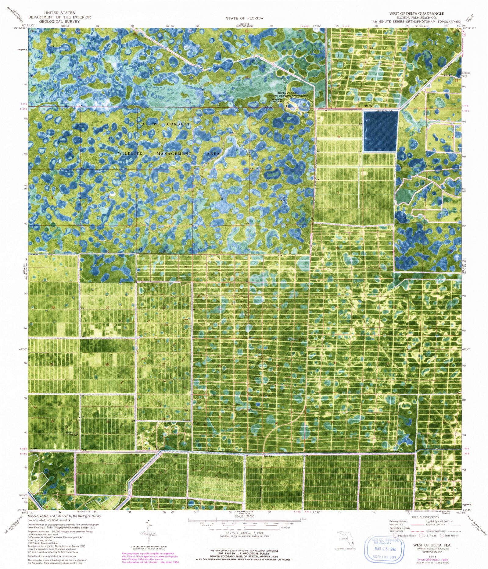 Classic USGS West of Delta Florida 7.5'x7.5' Topo Map – MyTopo Map Store