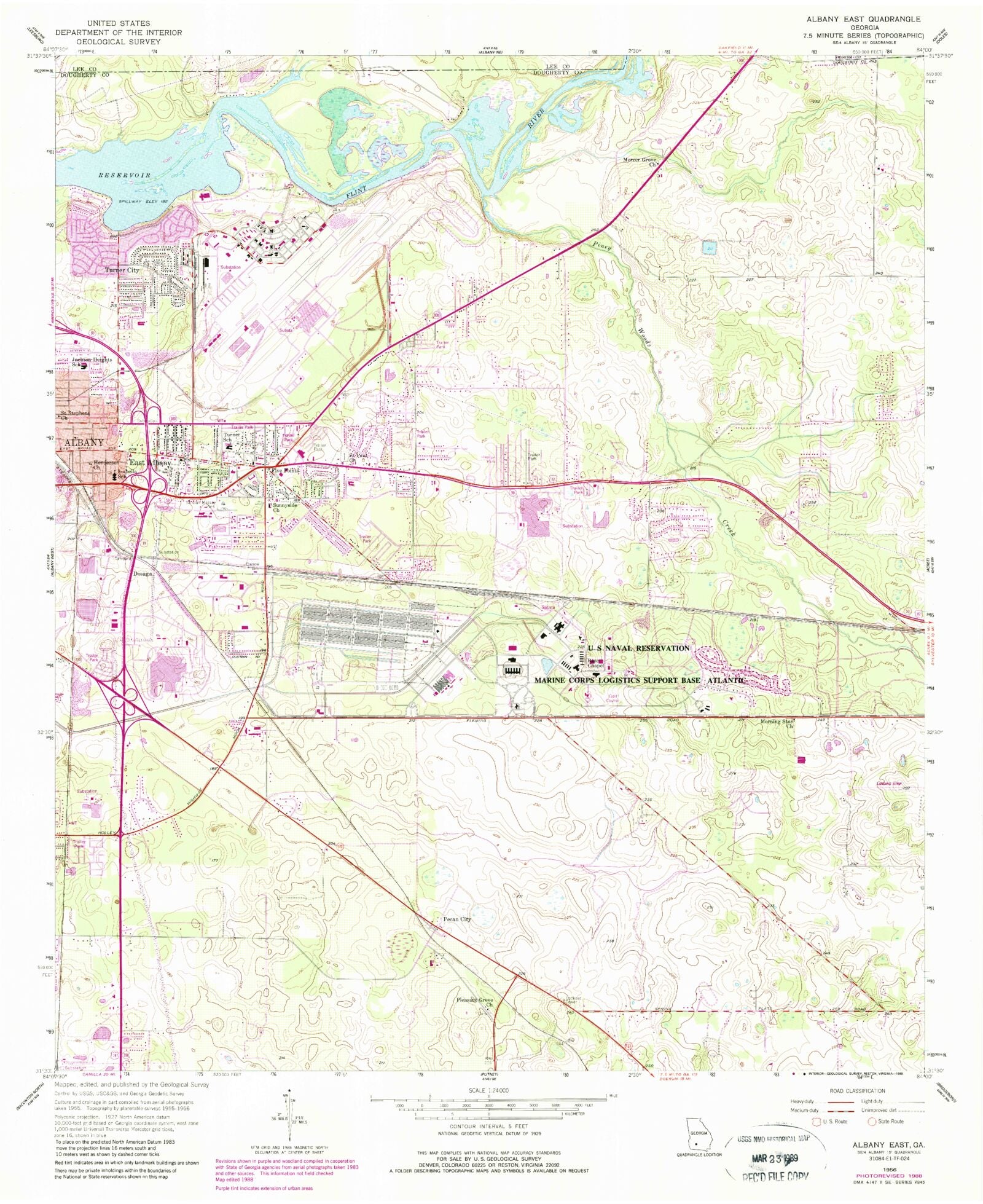 Classic USGS Albany East Georgia 7.5'x7.5' Topo Map – MyTopo Map Store