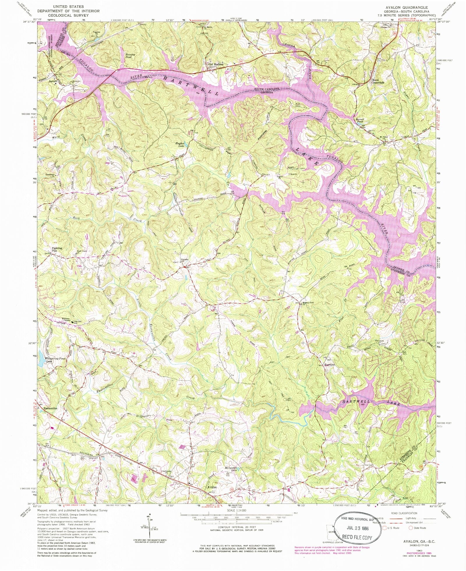 Classic USGS Avalon Georgia 7.5'x7.5' Topo Map – MyTopo Map Store