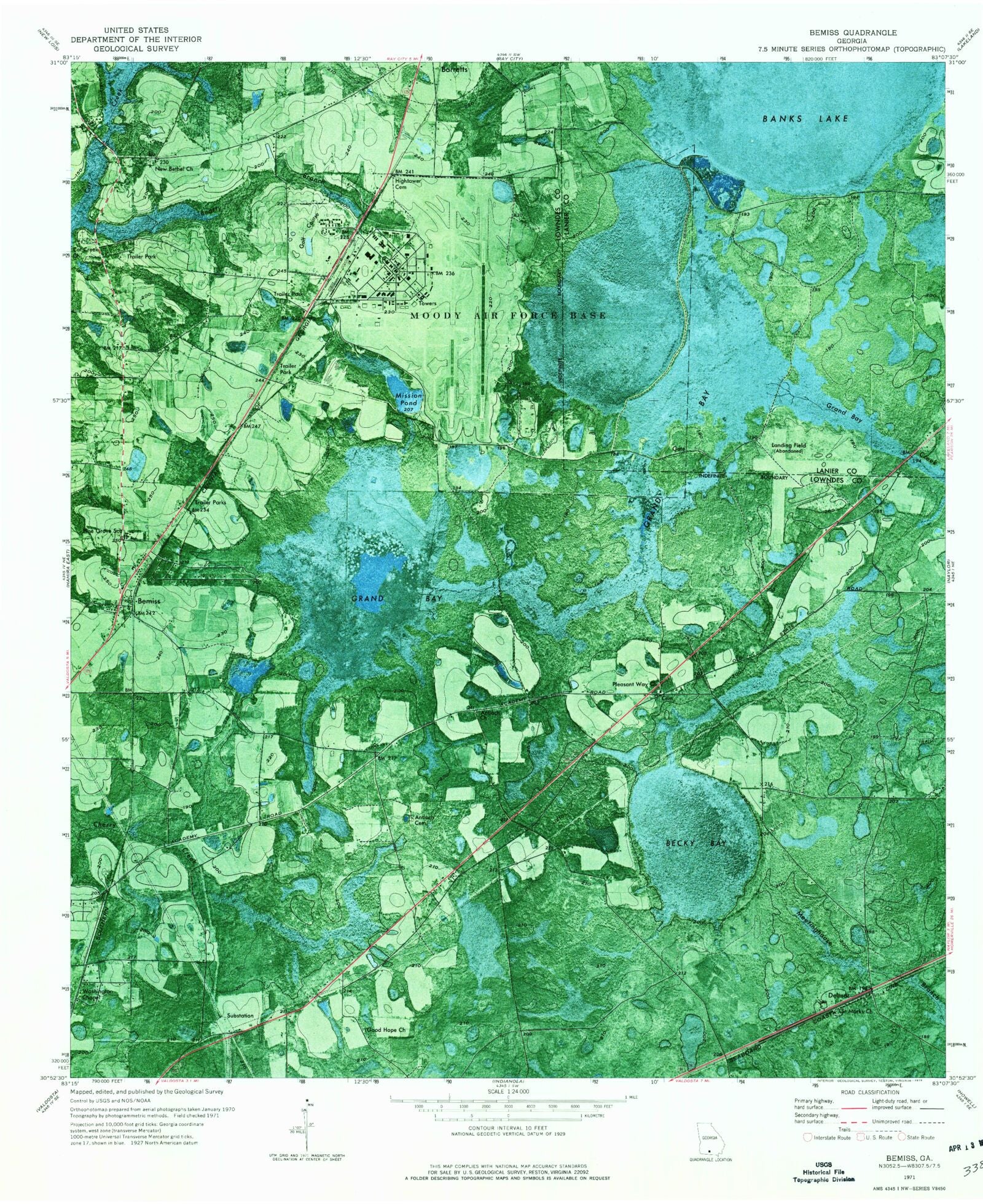 Classic USGS Bemiss Georgia 7.5'x7.5' Topo Map – MyTopo Map Store