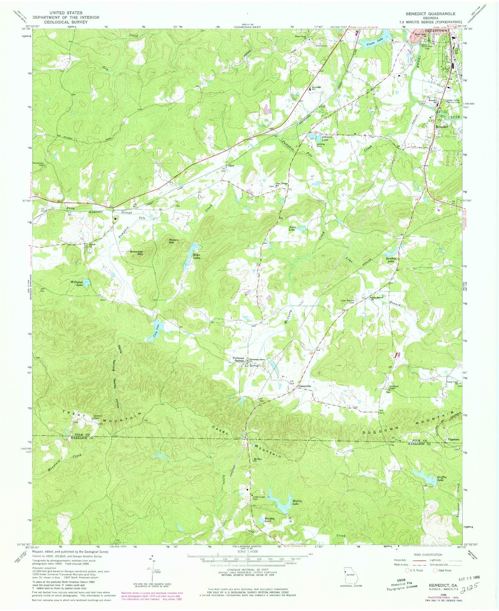 Classic USGS Benedict Georgia 7.5'x7.5' Topo Map – MyTopo Map Store
