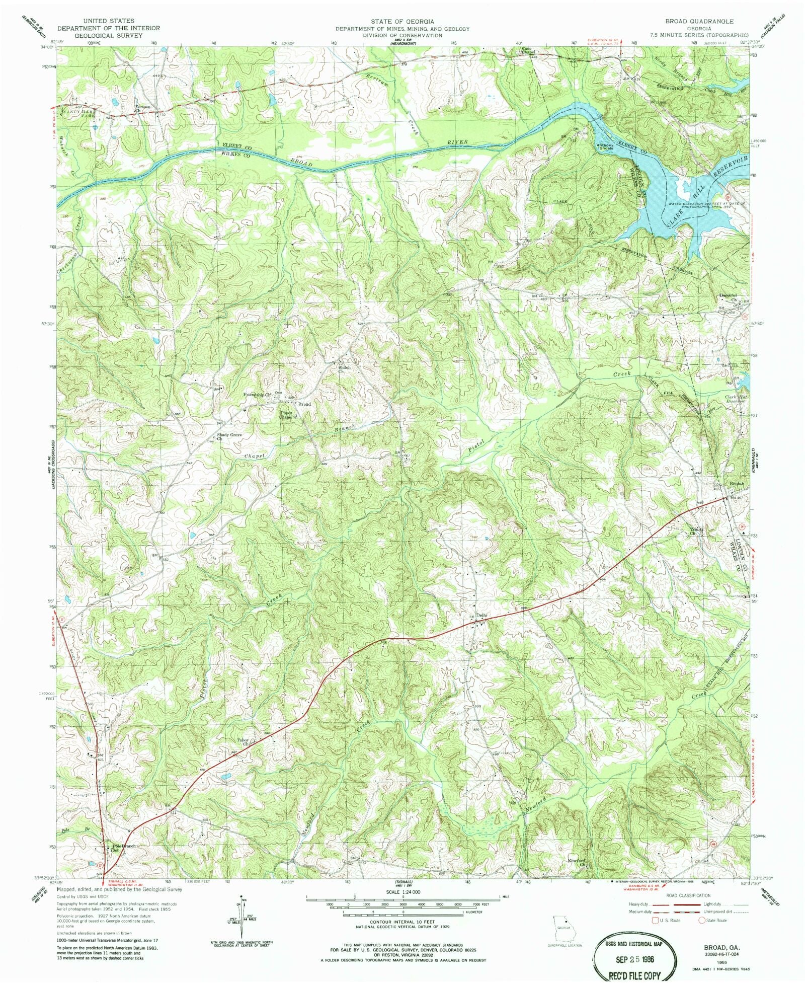 Classic USGS Broad Georgia 7.5'x7.5' Topo Map – MyTopo Map Store