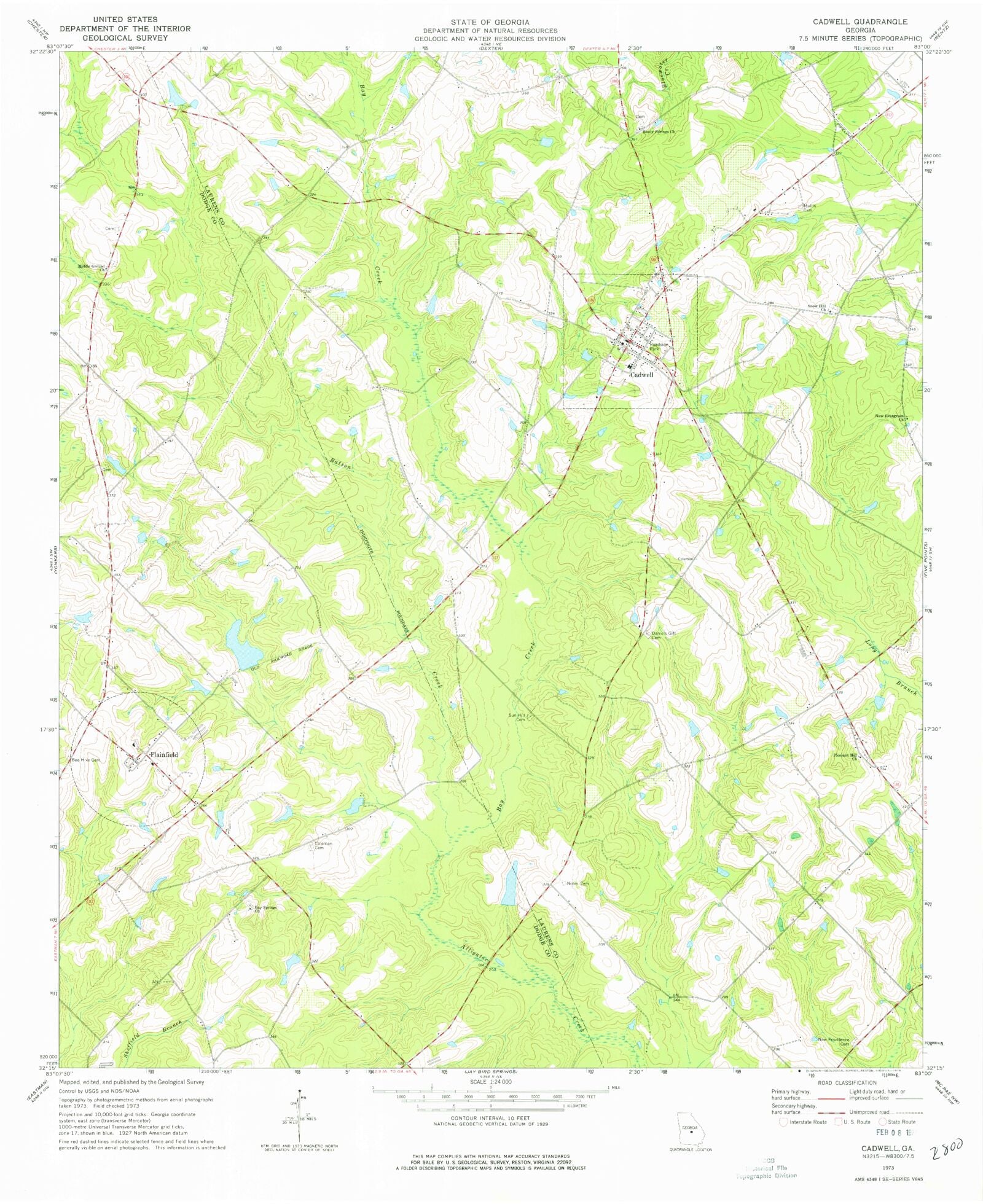 Classic USGS Cadwell Georgia 7.5'x7.5' Topo Map – MyTopo Map Store