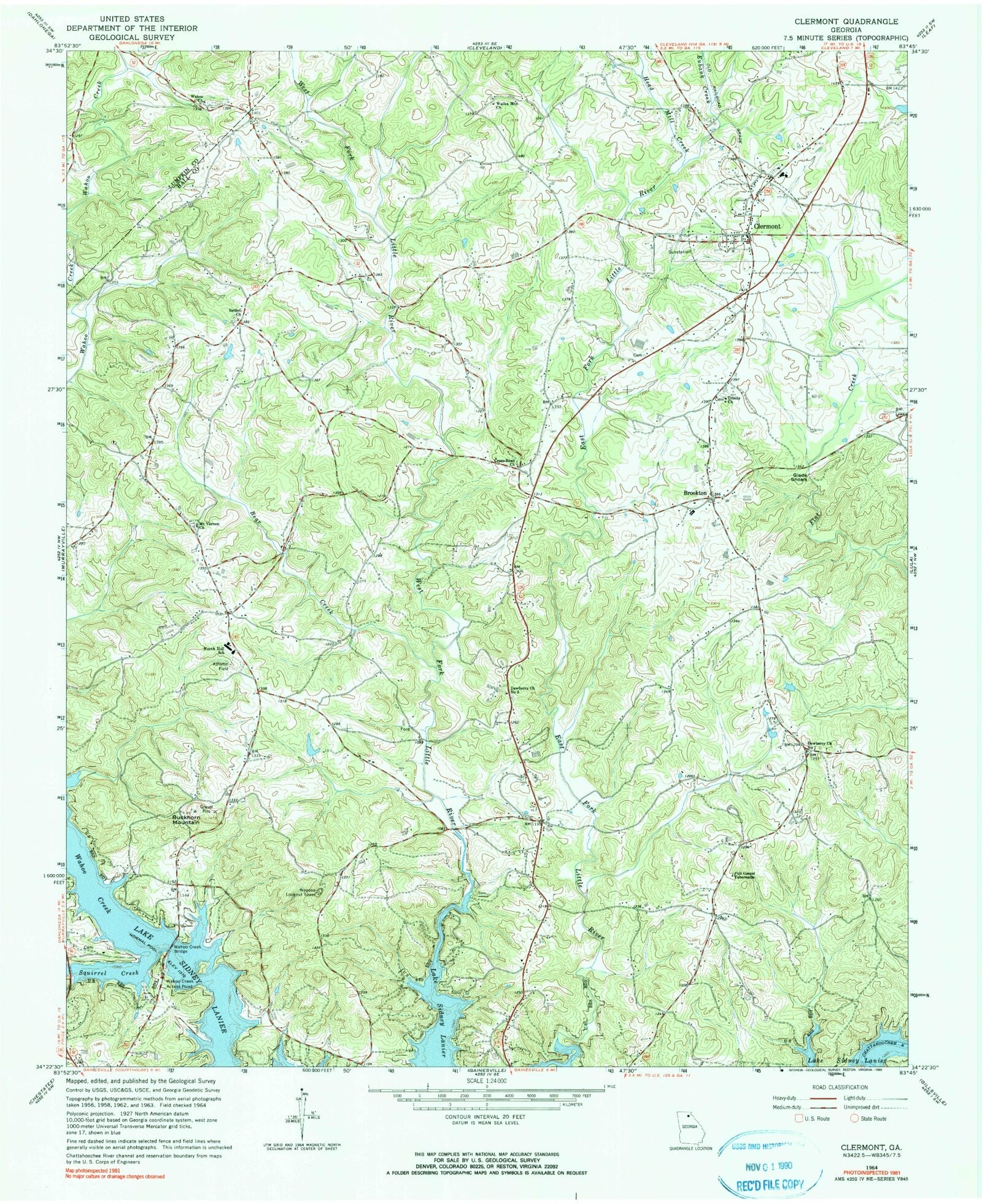 Classic USGS Clermont Georgia 7.5'x7.5' Topo Map – MyTopo Map Store