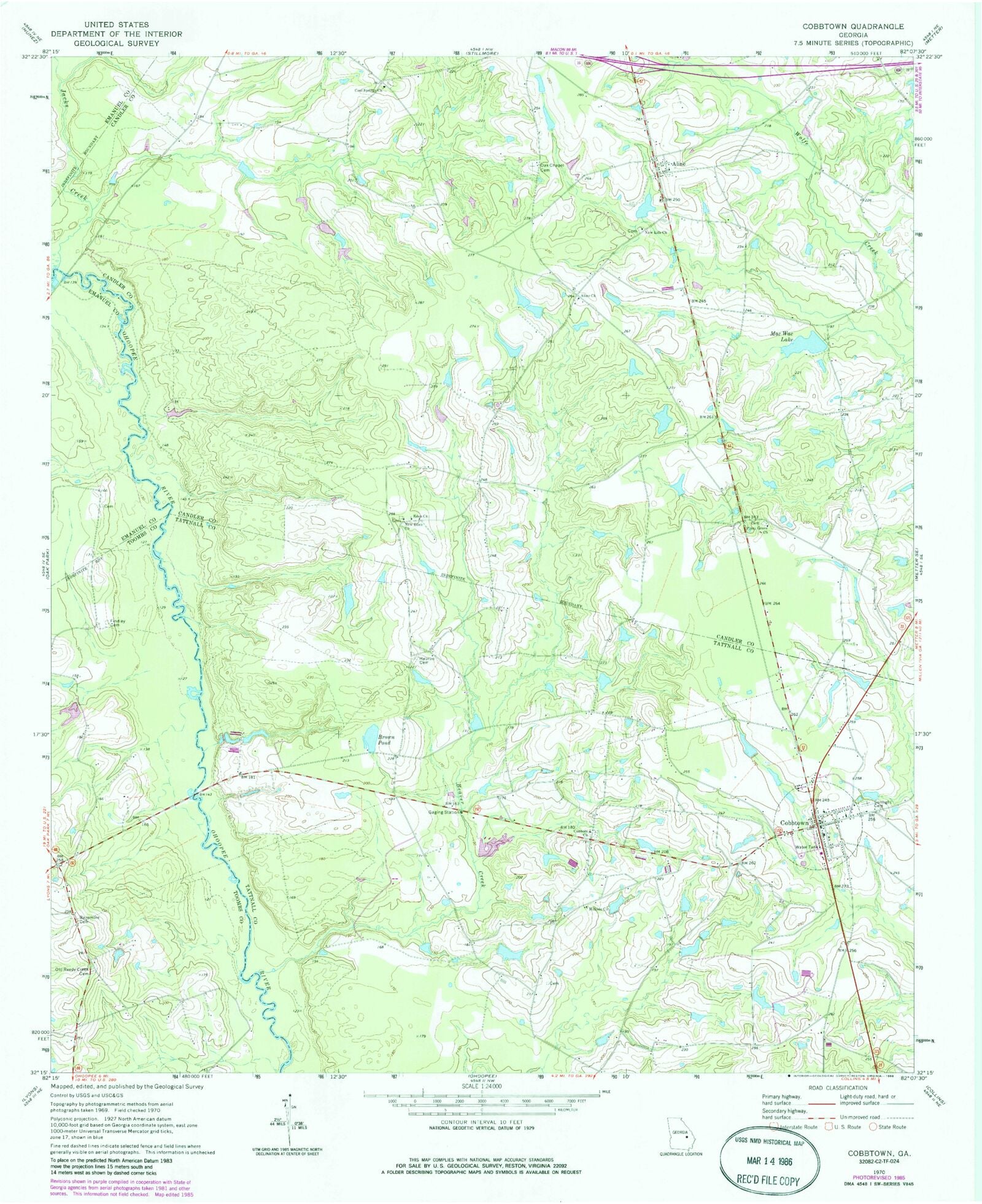 Classic USGS Cobbtown Georgia 7.5'x7.5' Topo Map – MyTopo Map Store