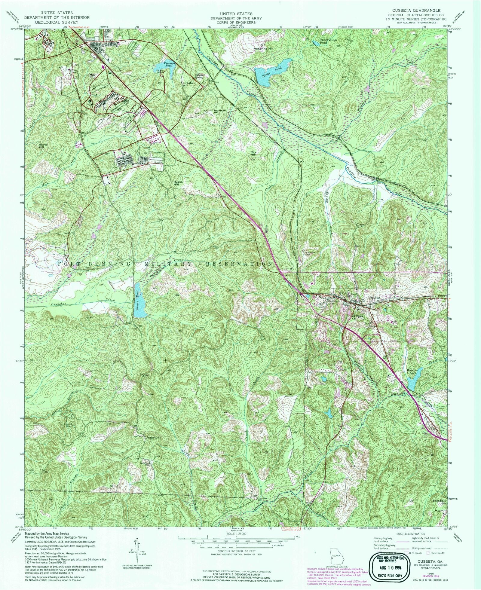 Classic USGS Cusseta Georgia 7.5'x7.5' Topo Map – MyTopo Map Store