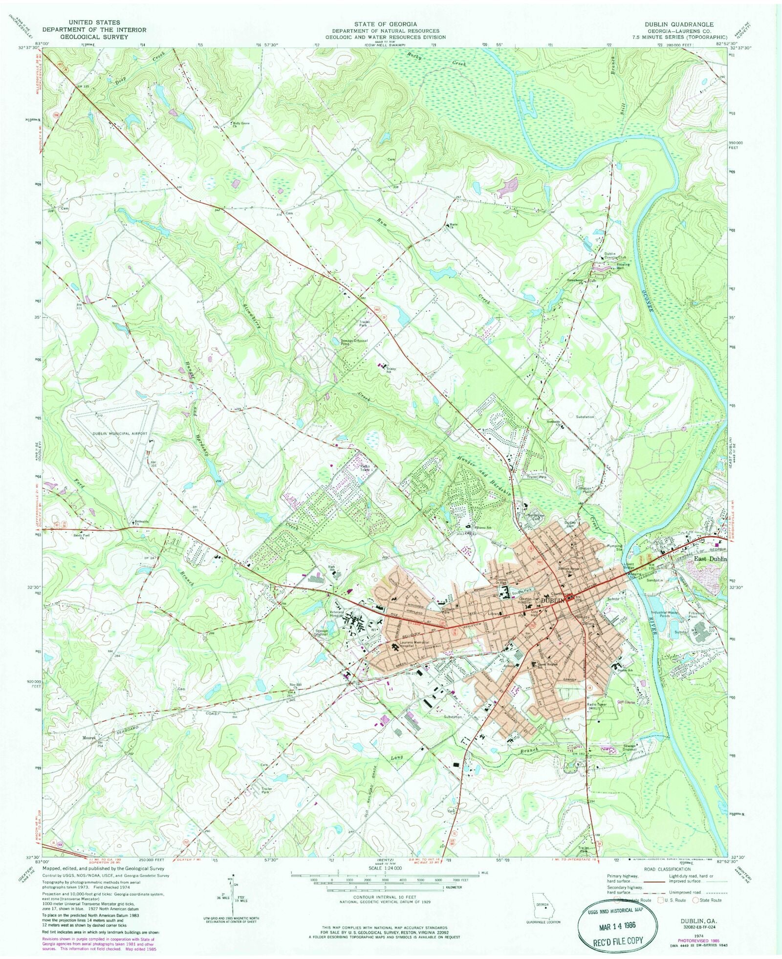Classic USGS Dublin Georgia 7.5'x7.5' Topo Map – MyTopo Map Store