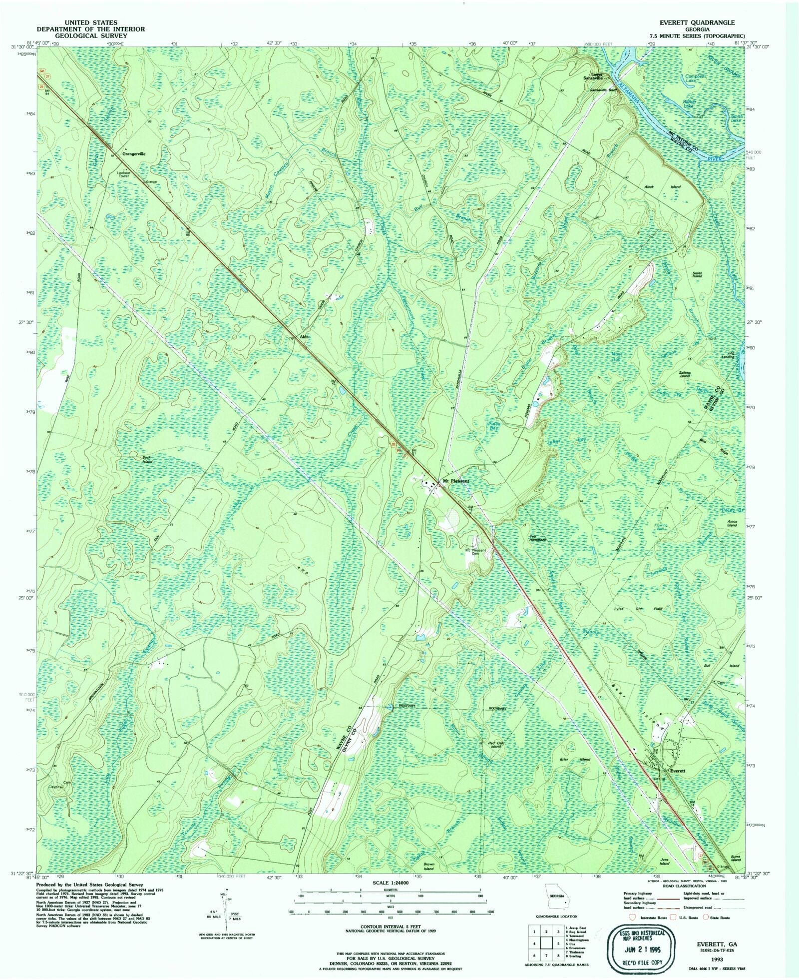 Classic USGS Everett Georgia 7.5'x7.5' Topo Map – MyTopo Map Store