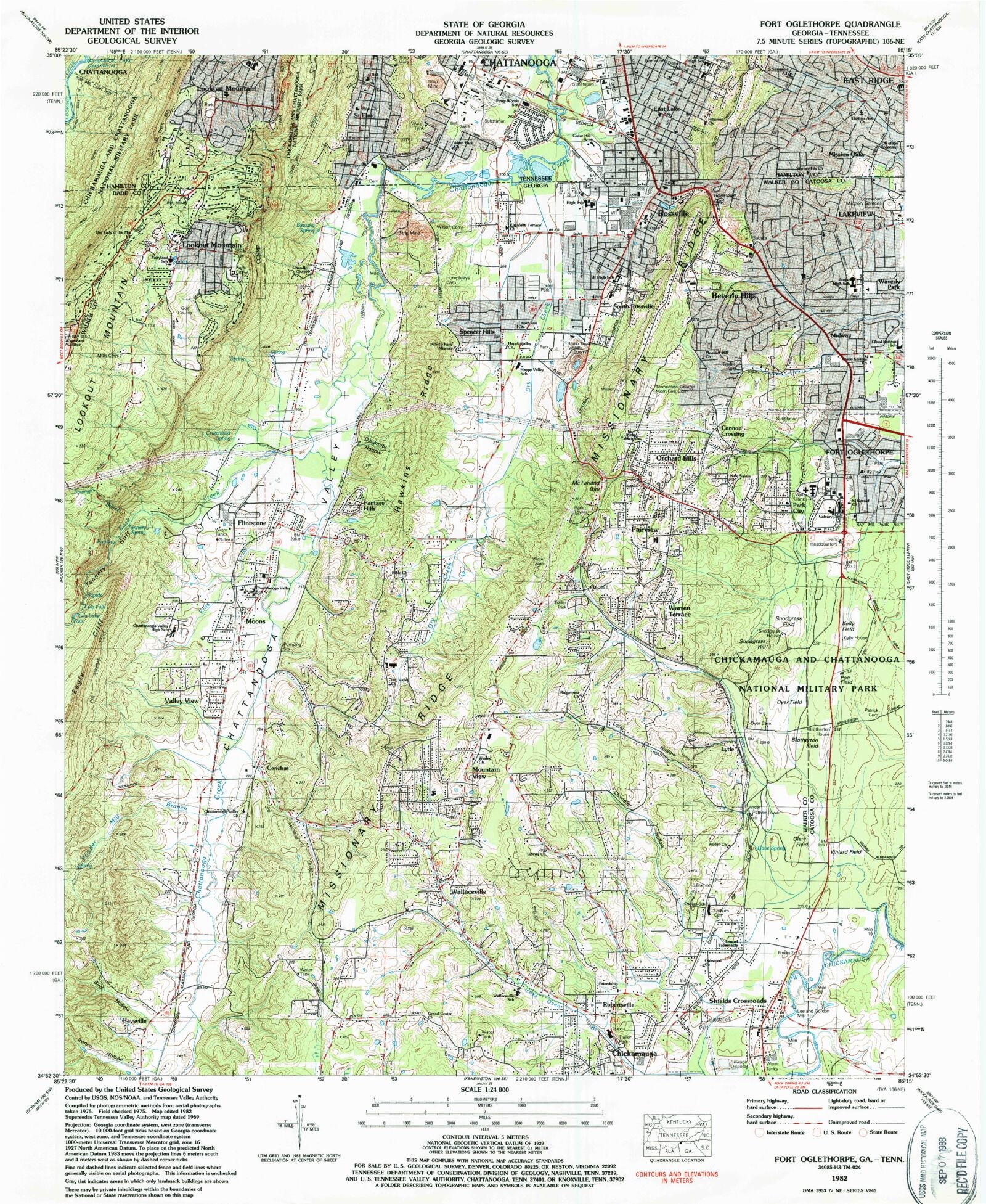 Classic USGS Fort Oglethorpe Georgia 7.5'x7.5' Topo Map – MyTopo Map Store