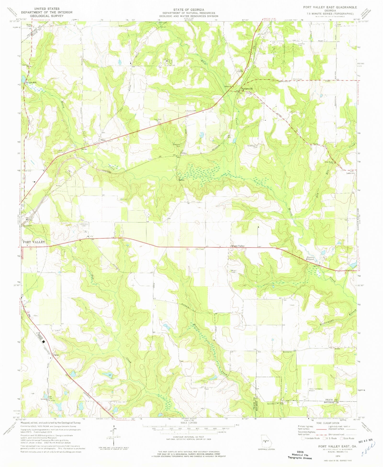 Classic USGS Fort Valley East Georgia 7.5'x7.5' Topo Map – MyTopo Map Store
