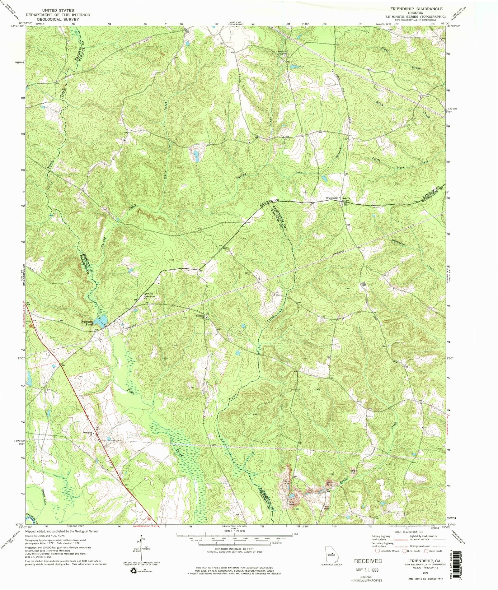 Classic USGS Friendship Georgia 7.5'x7.5' Topo Map – MyTopo Map Store