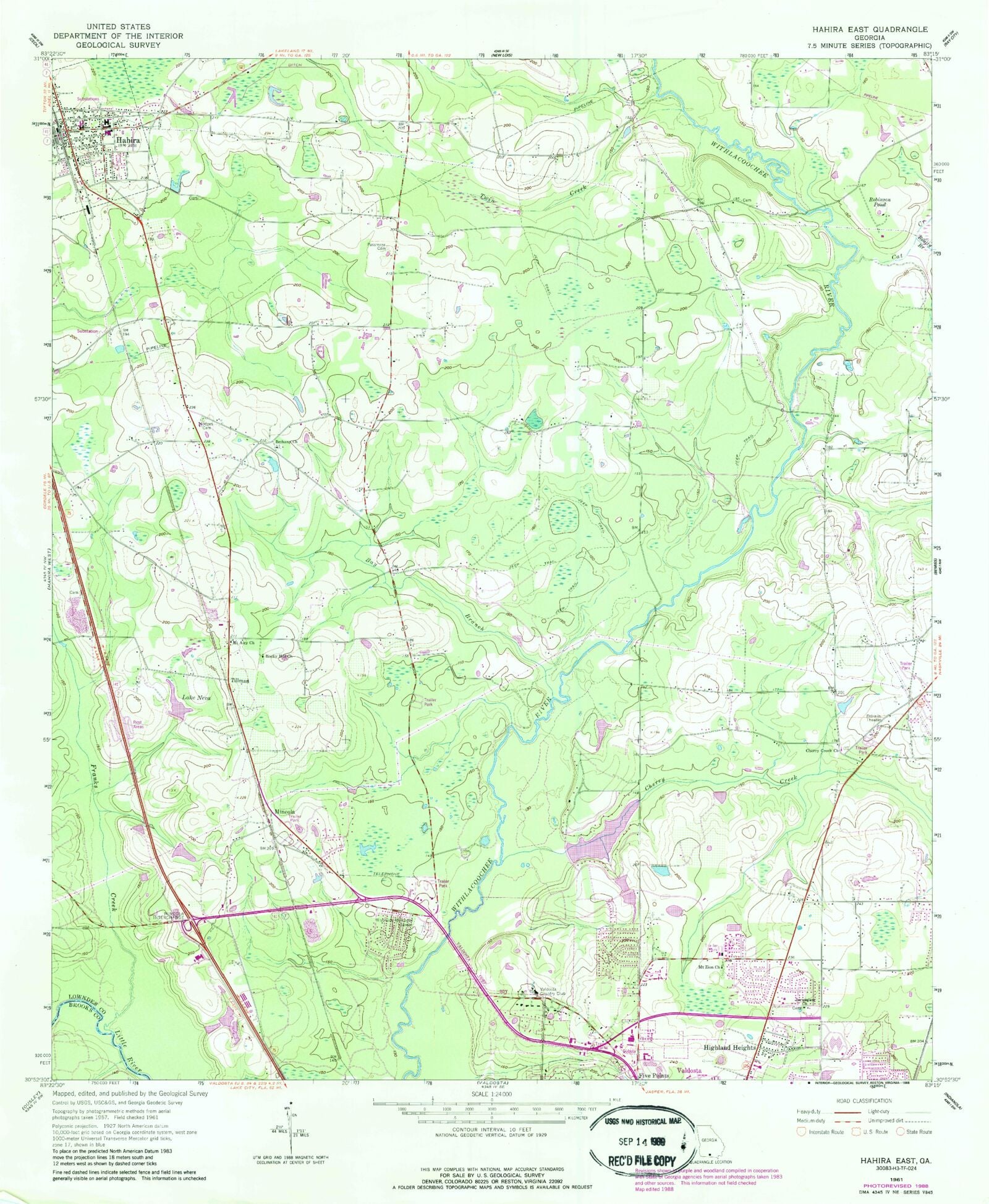 Classic USGS Hahira East Georgia 7.5'x7.5' Topo Map – MyTopo Map Store