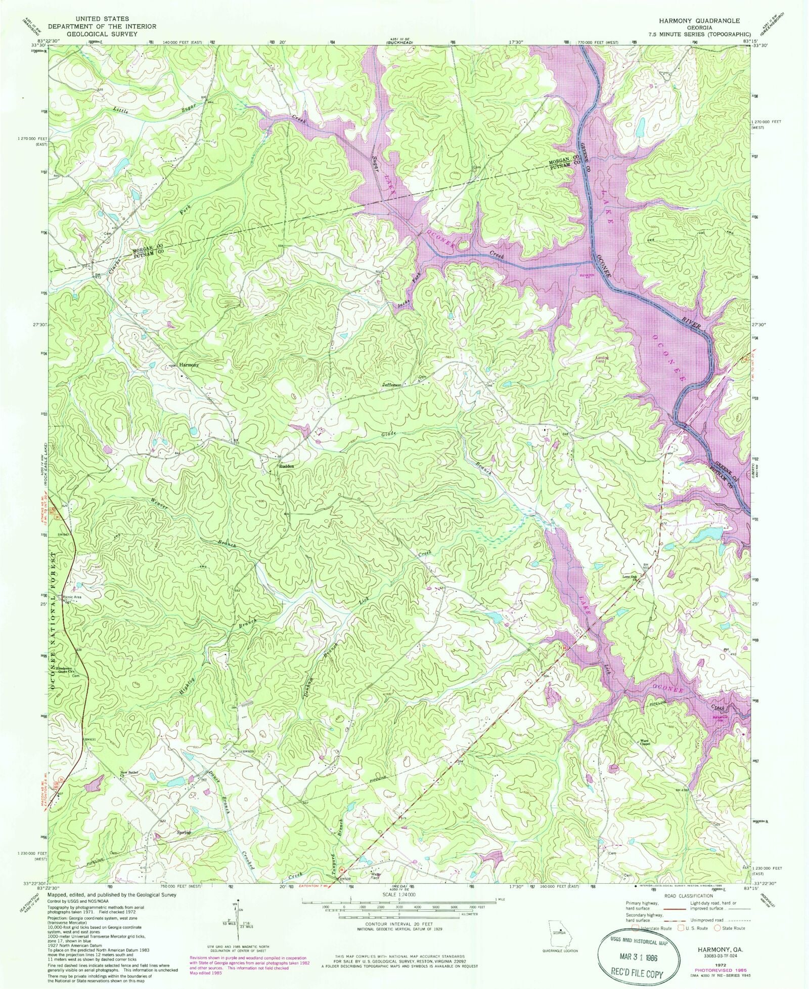 Classic USGS Harmony Georgia 7.5'x7.5' Topo Map – MyTopo Map Store