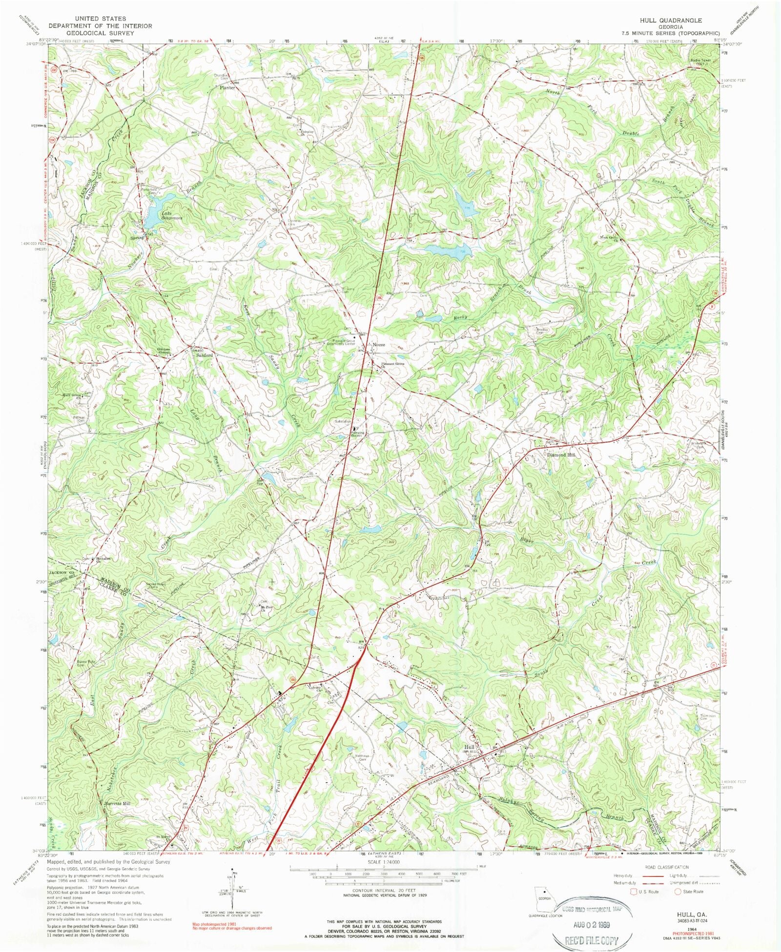 Classic USGS Hull Georgia 7.5'x7.5' Topo Map – MyTopo Map Store