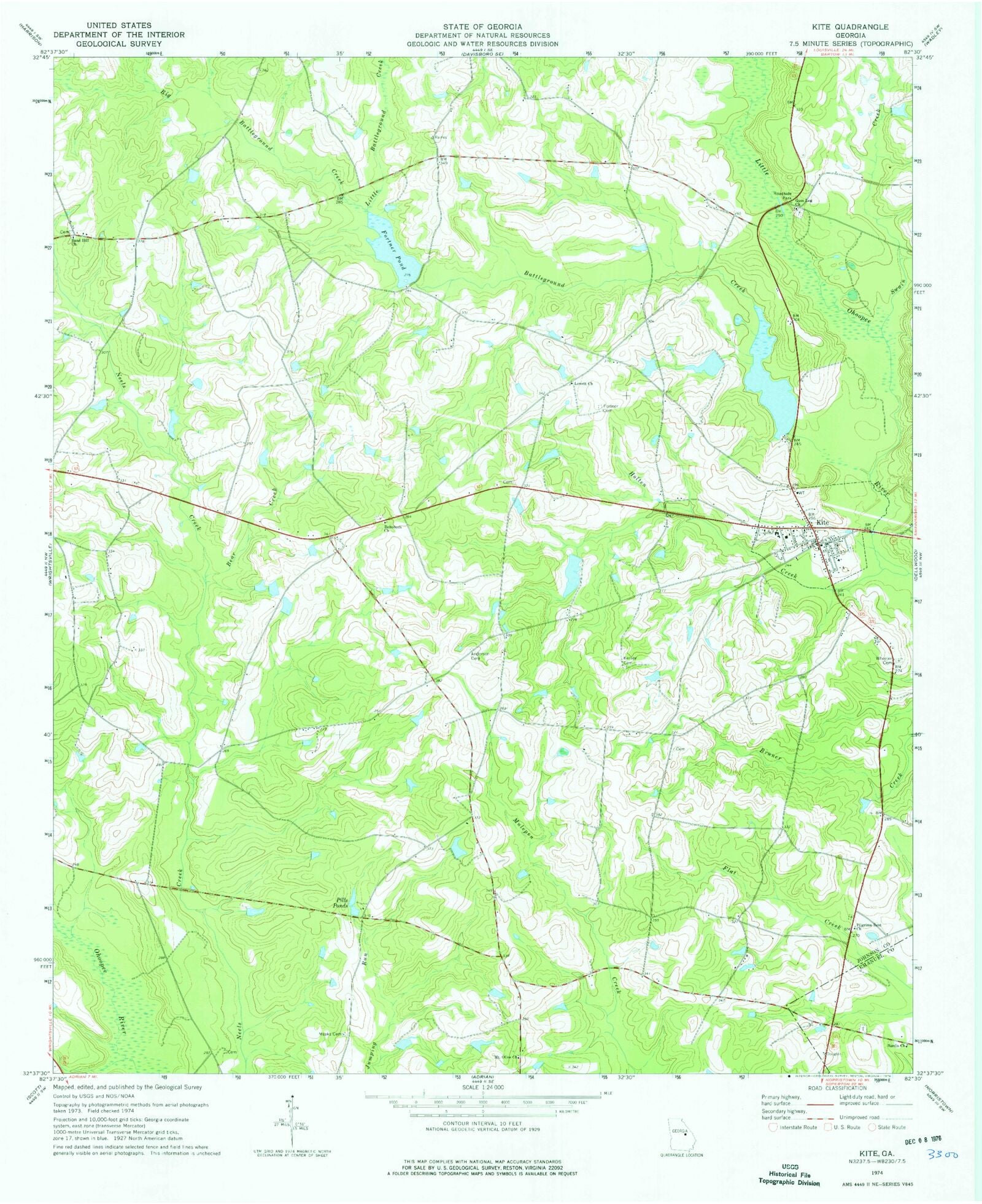 Classic USGS Kite Georgia 7.5'x7.5' Topo Map – MyTopo Map Store