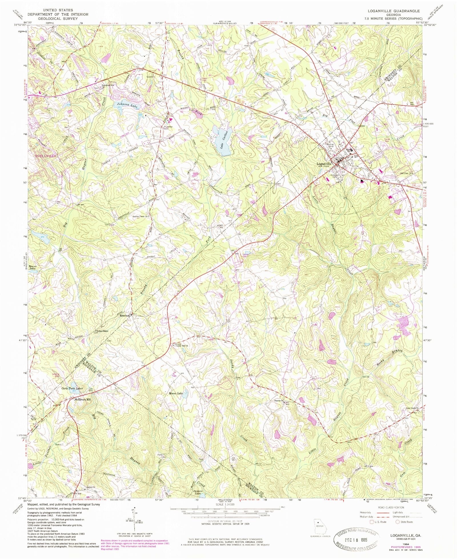 Classic USGS Loganville Georgia 7.5'x7.5' Topo Map – MyTopo Map Store
