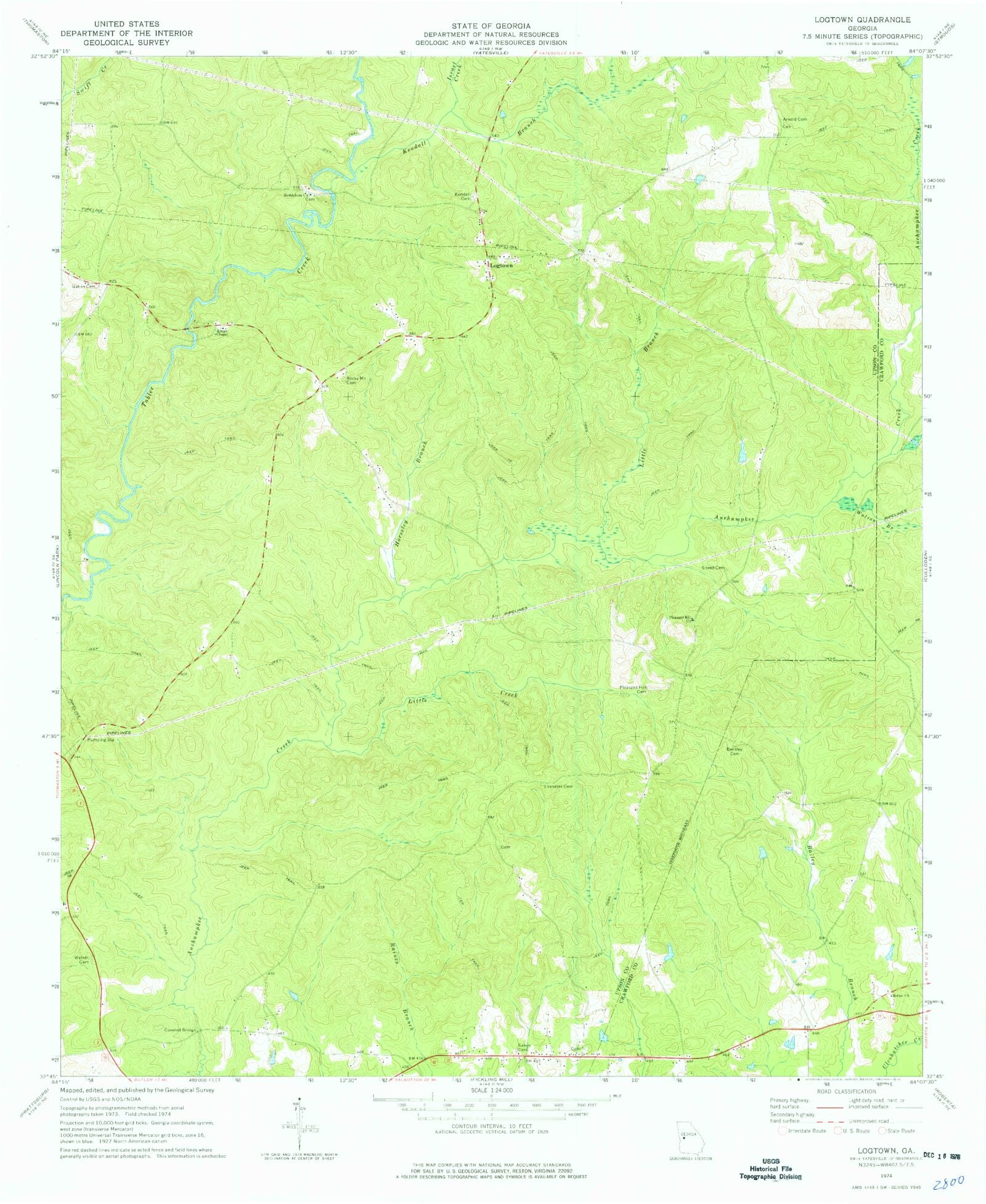 Classic USGS Logtown Georgia 7.5'x7.5' Topo Map – MyTopo Map Store