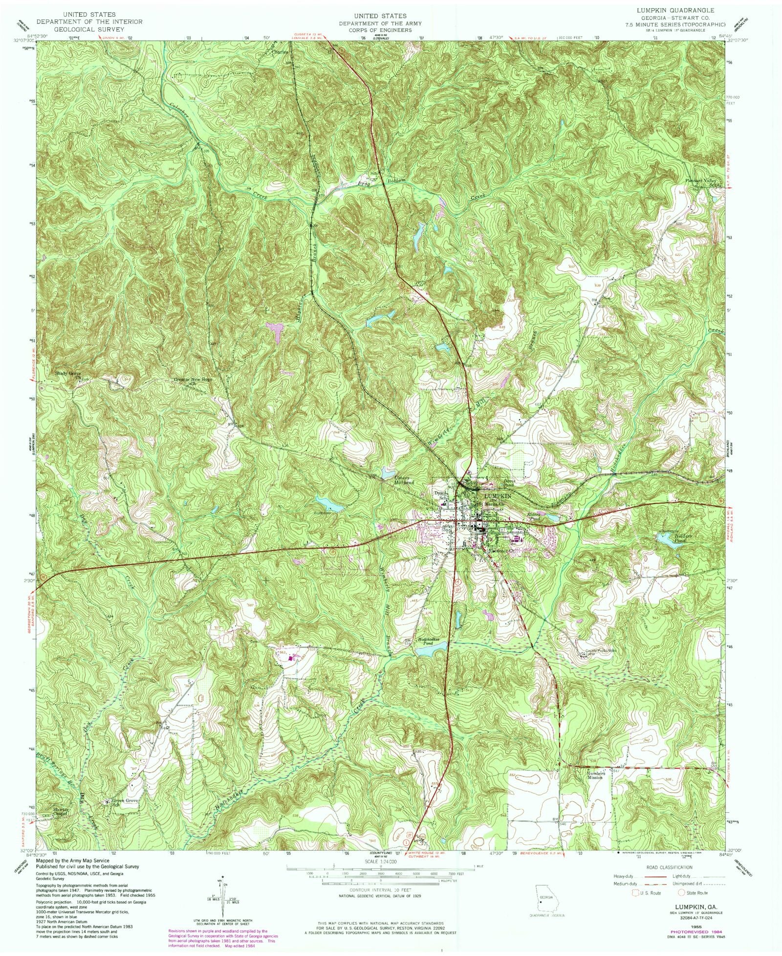 Classic USGS Lumpkin Georgia 7.5'x7.5' Topo Map – MyTopo Map Store