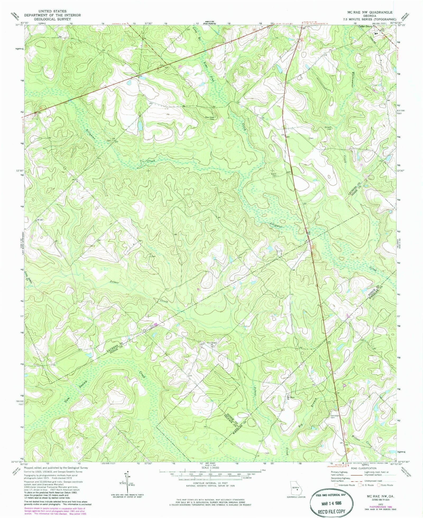 Classic USGS McRae NW Georgia 7.5'x7.5' Topo Map – MyTopo Map Store