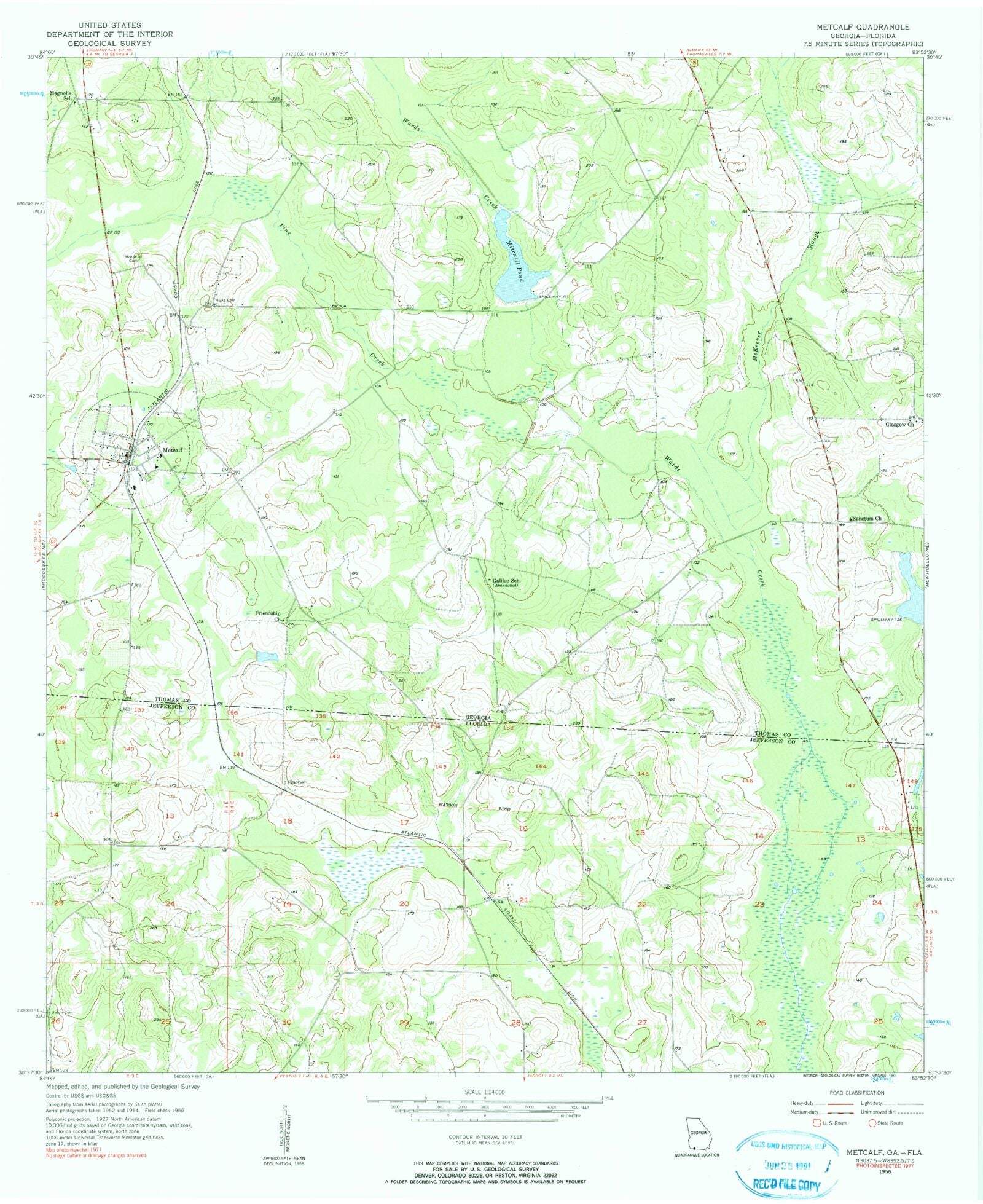 Classic USGS Metcalf Georgia 7.5'x7.5' Topo Map – MyTopo Map Store