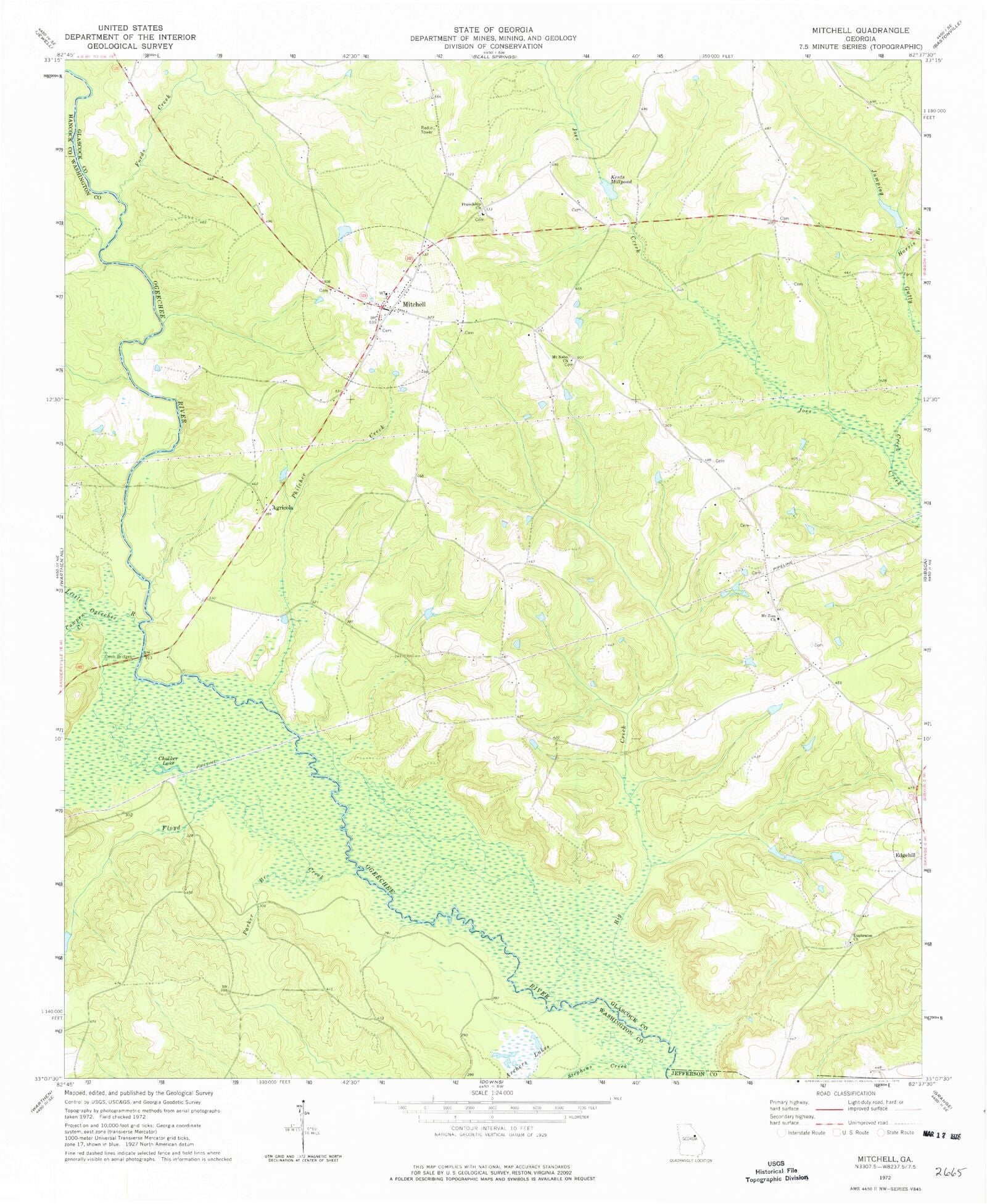 Classic USGS Mitchell Georgia 7.5'x7.5' Topo Map – MyTopo Map Store