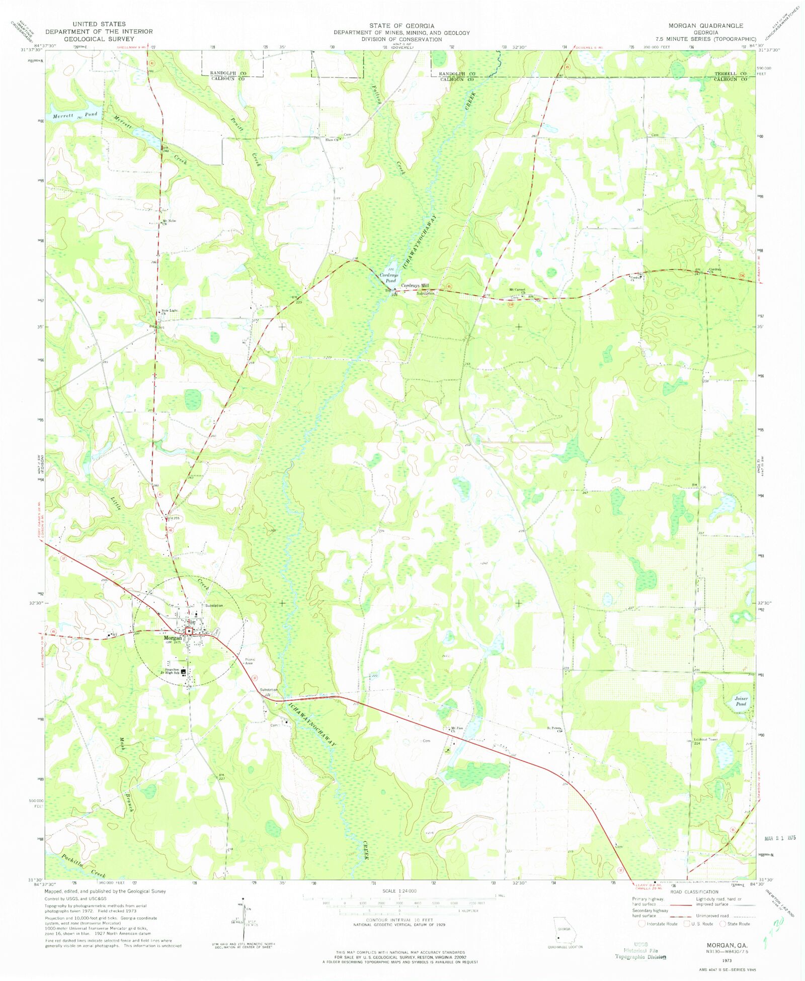 Classic USGS Morgan Georgia 7.5'x7.5' Topo Map – MyTopo Map Store