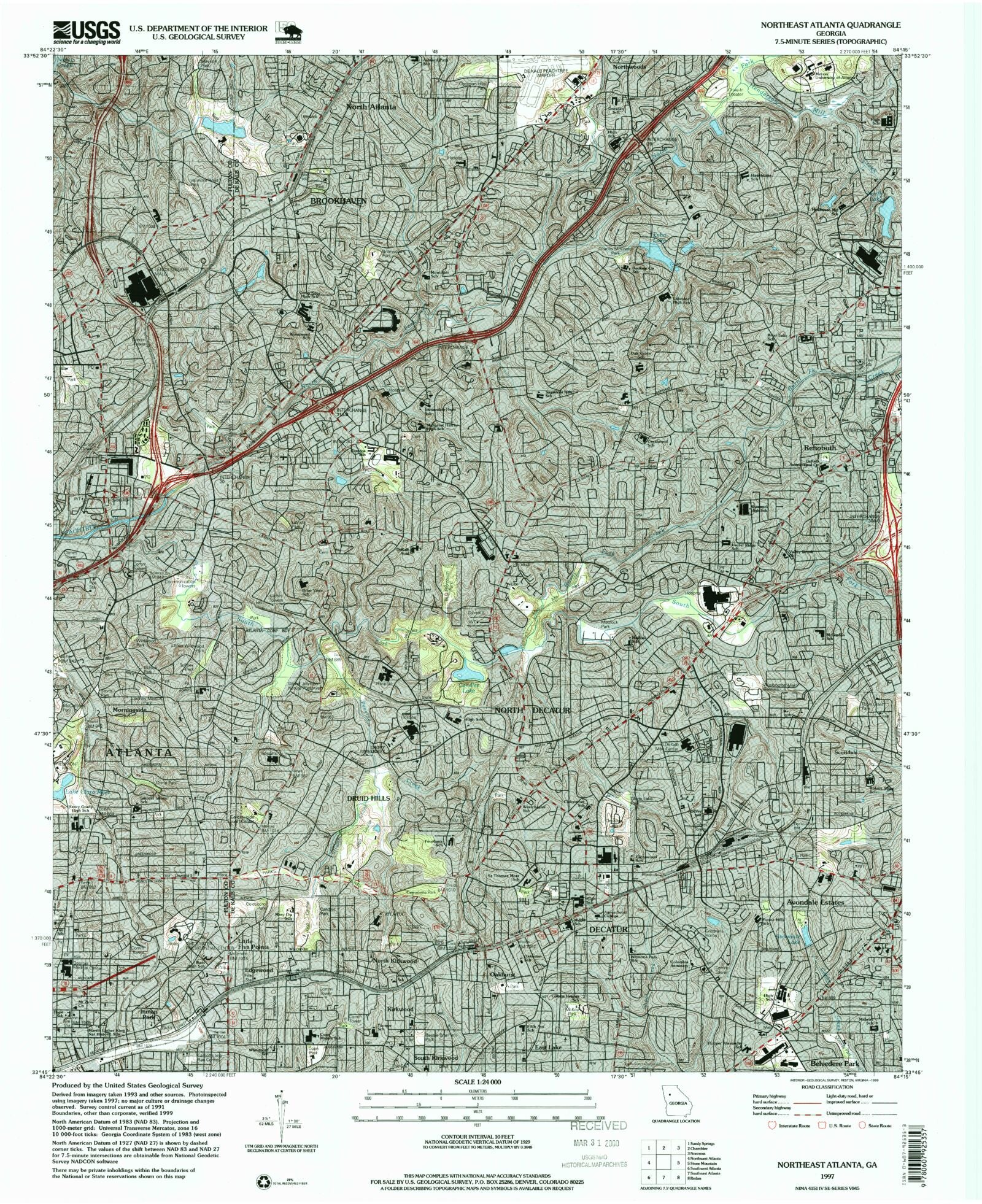 Classic USGS Northeast Atlanta Georgia 7.5'x7.5' Topo Map – MyTopo Map ...