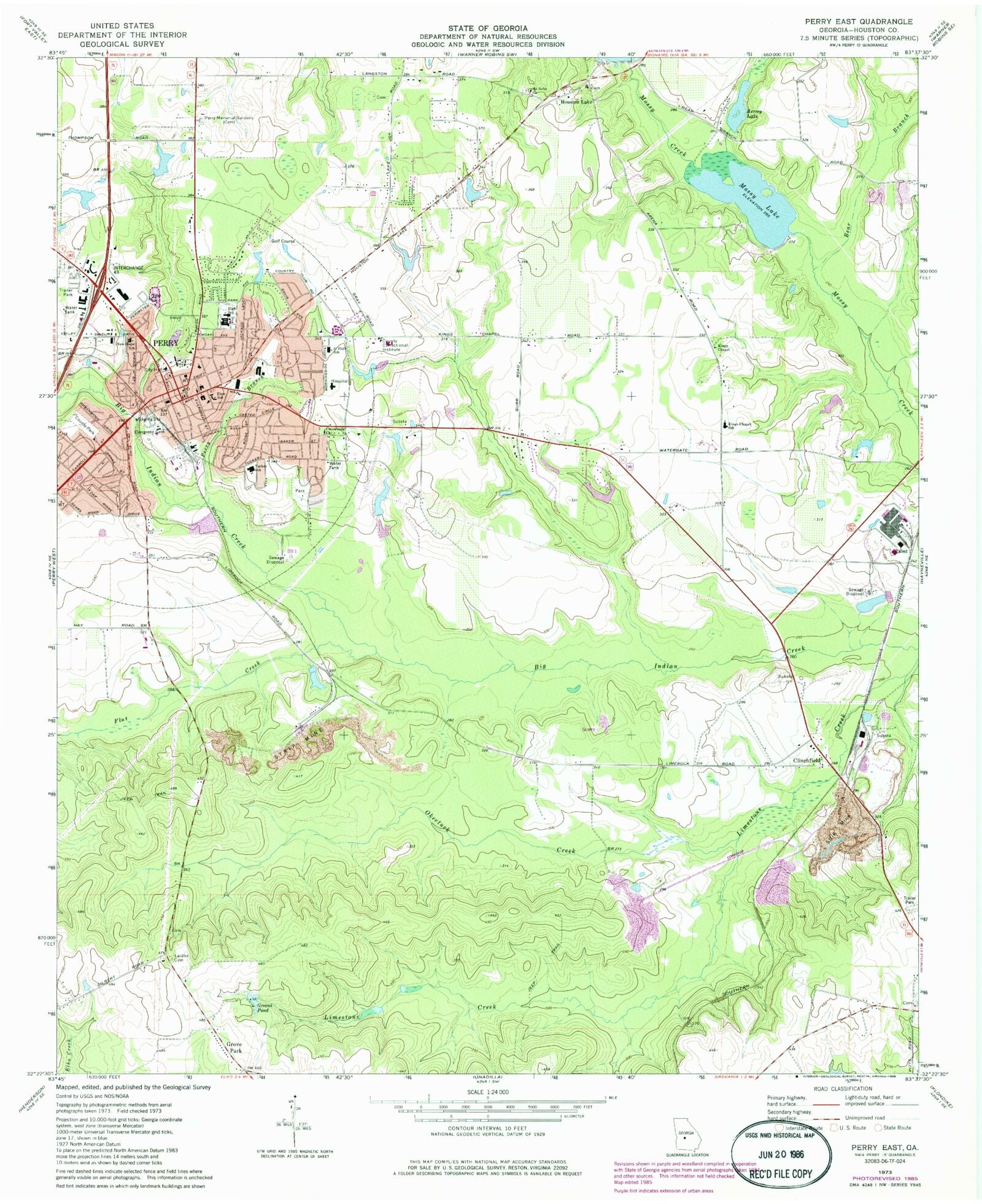 Classic USGS Perry East Georgia 7.5'x7.5' Topo Map – MyTopo Map Store