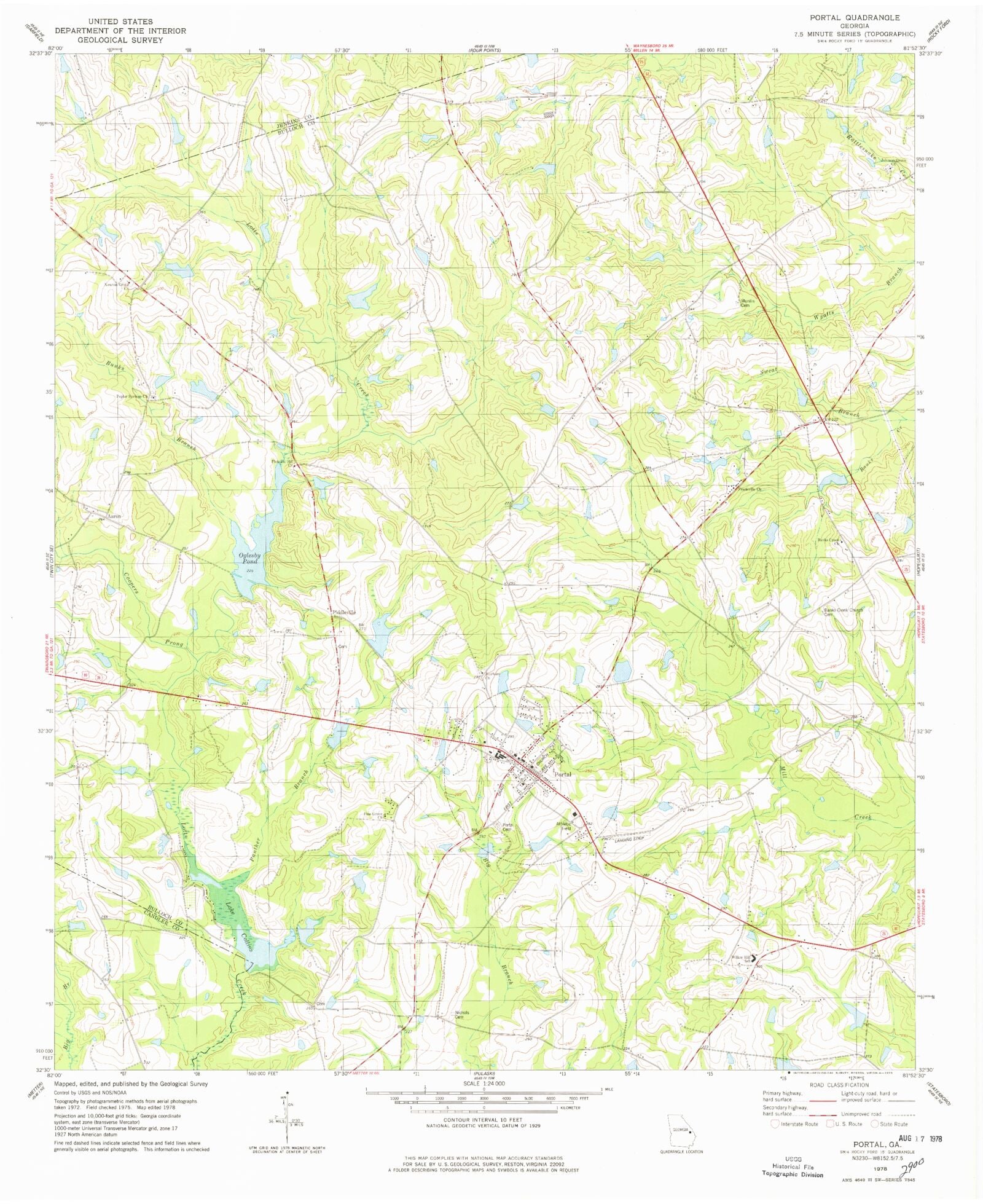 Classic USGS Portal Georgia 7.5'x7.5' Topo Map – MyTopo Map Store