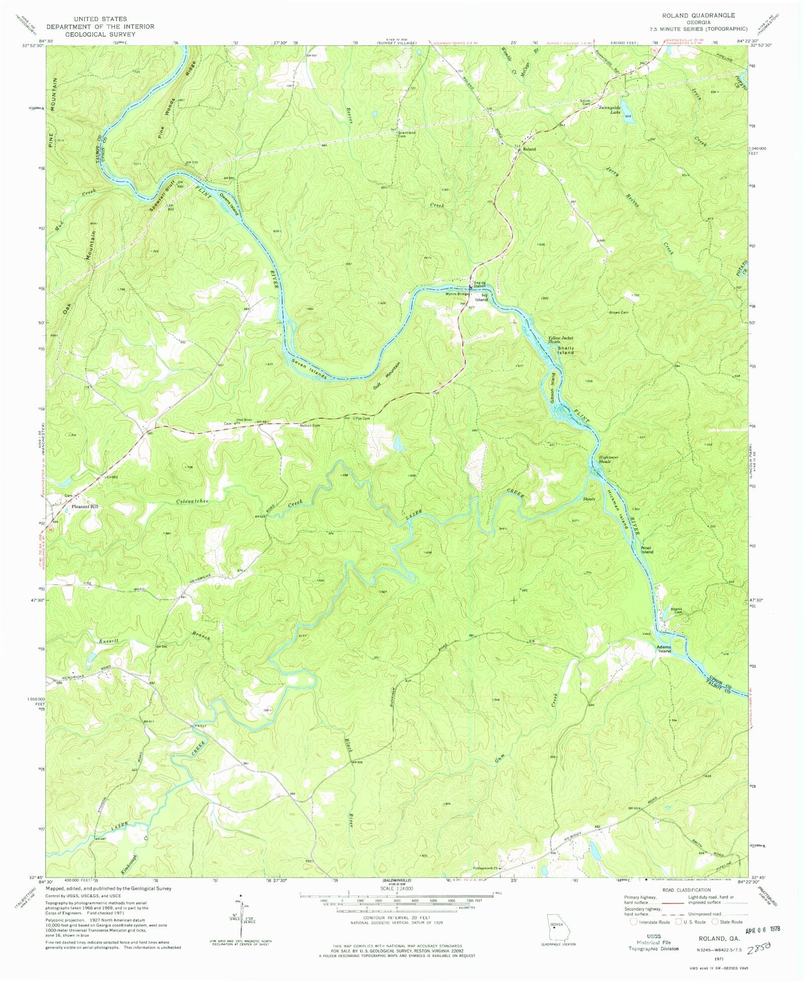 Classic USGS Roland Georgia 7.5'x7.5' Topo Map – MyTopo Map Store