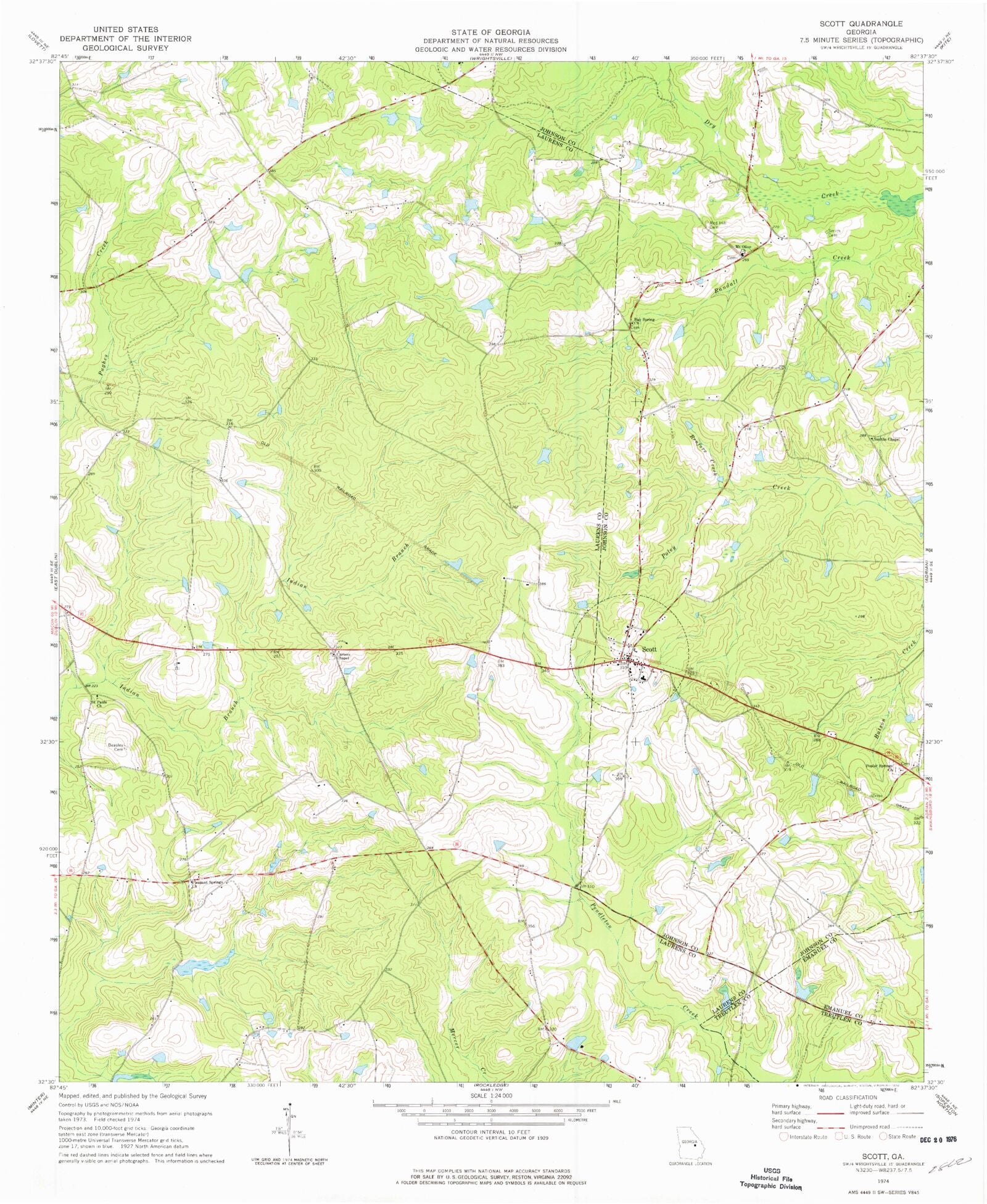 Classic USGS Scott Georgia 7.5'x7.5' Topo Map – MyTopo Map Store