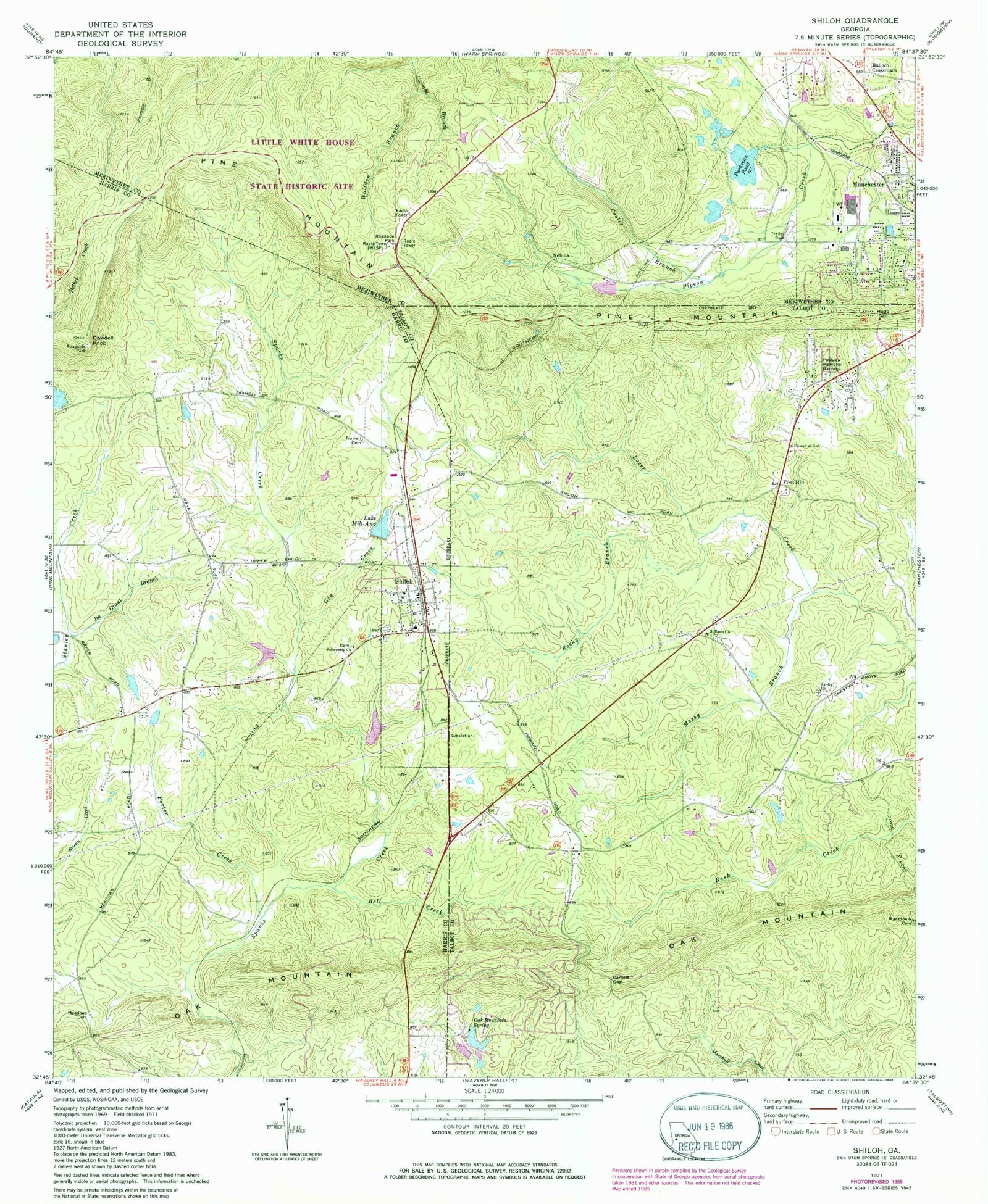 Classic USGS Shiloh Georgia 7.5'x7.5' Topo Map – MyTopo Map Store