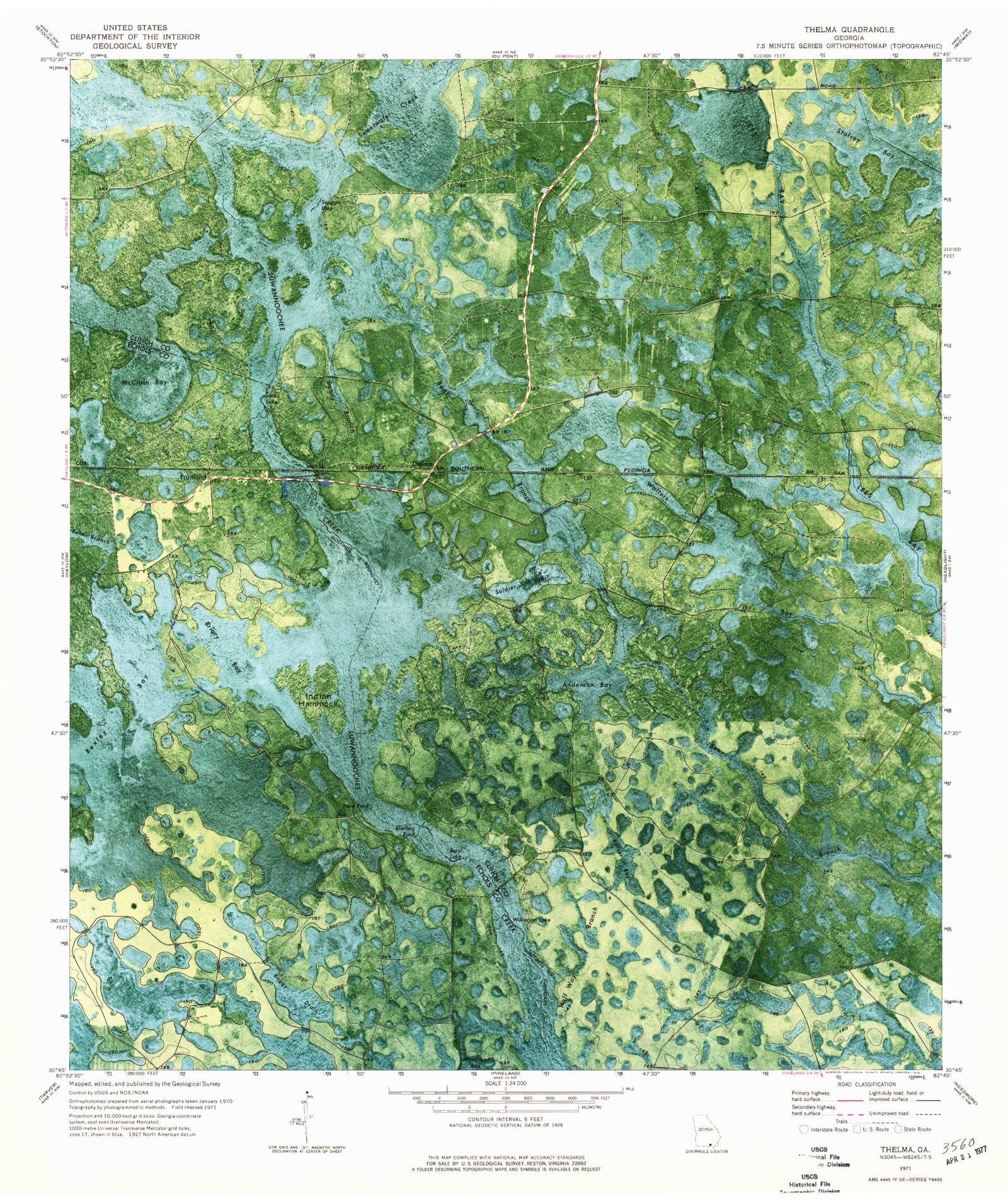 Classic USGS Thelma Georgia 7.5'x7.5' Topo Map – MyTopo Map Store