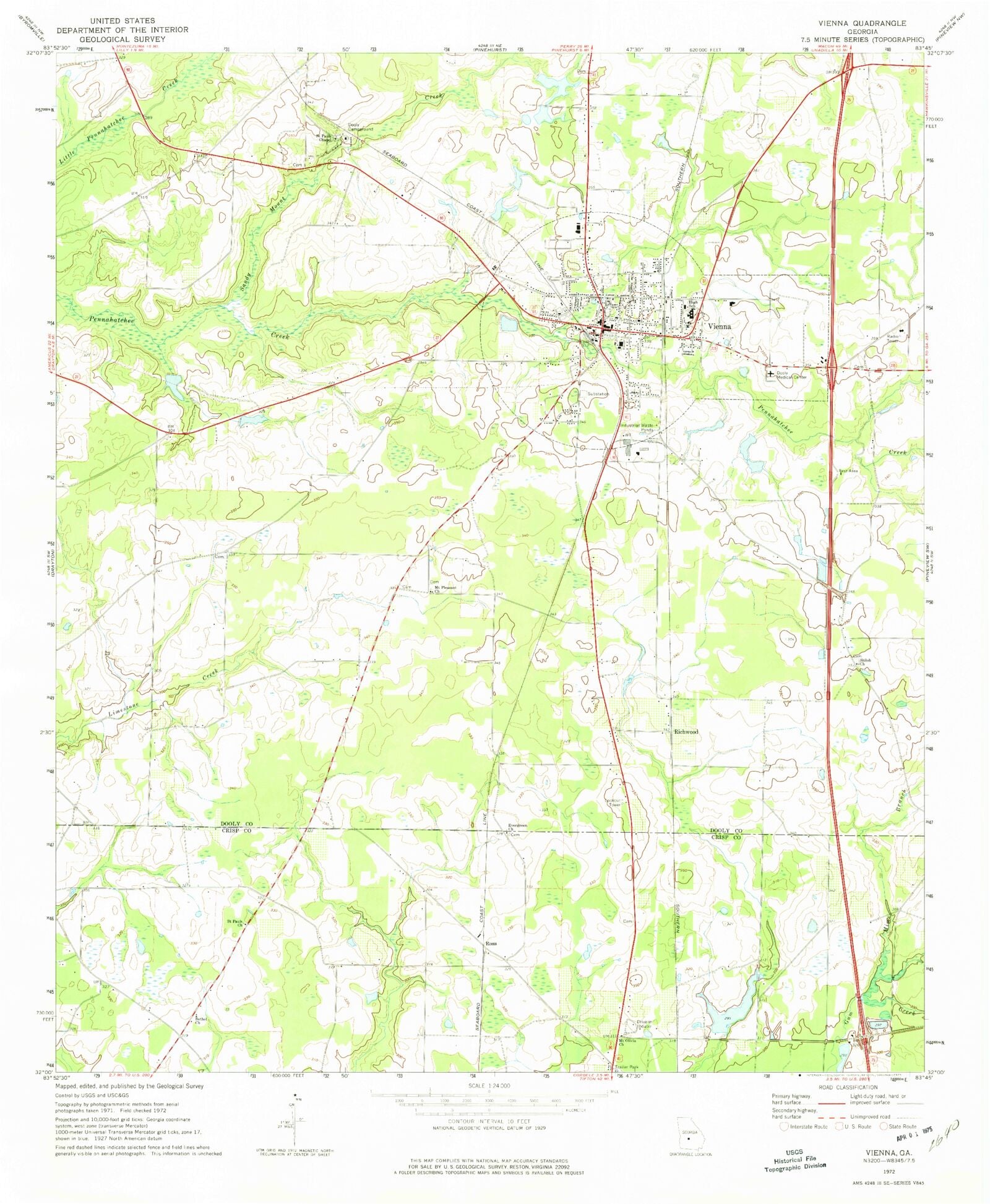 Classic USGS Vienna Georgia 7.5'x7.5' Topo Map – MyTopo Map Store