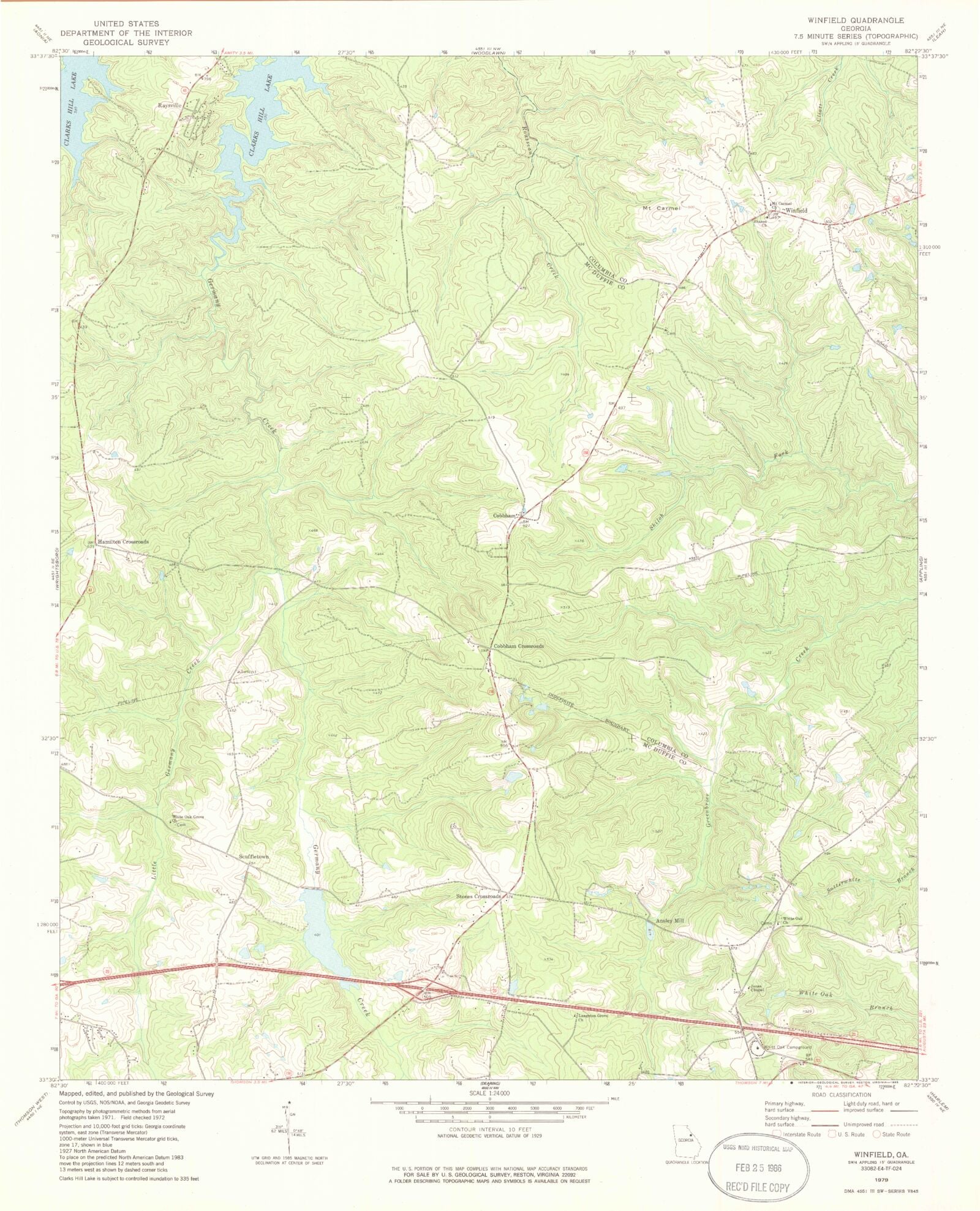 Classic USGS Winfield Georgia 7.5'x7.5' Topo Map – MyTopo Map Store