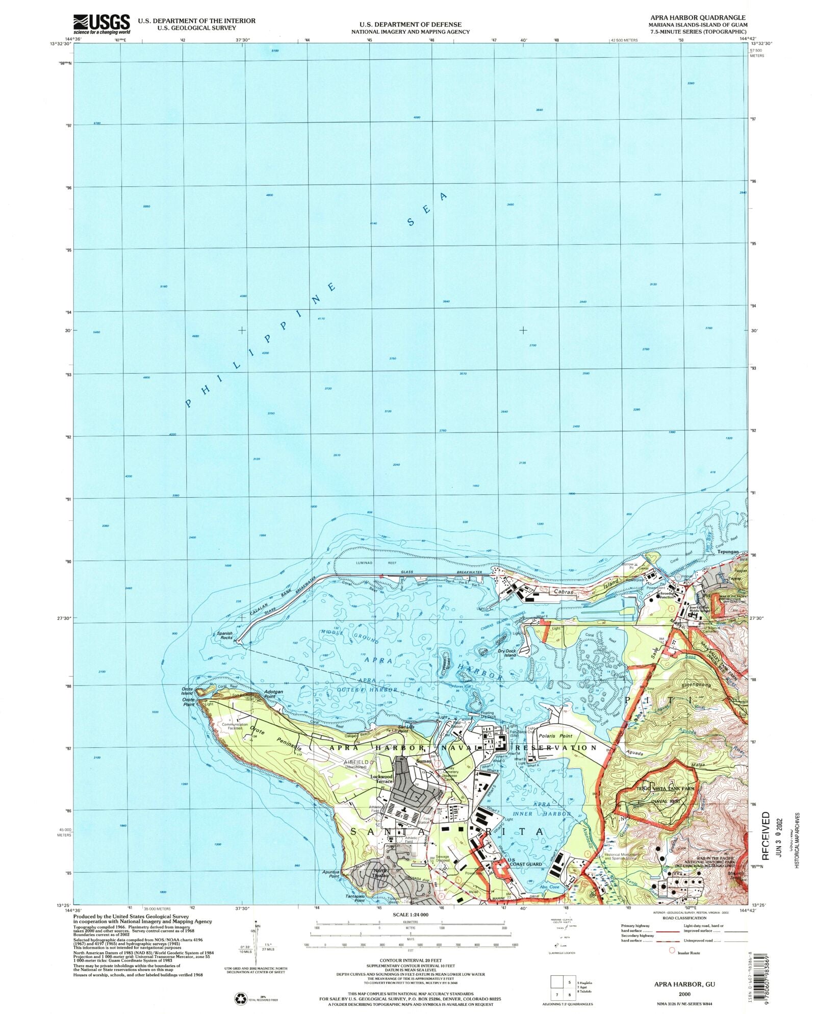 Classic USGS Apra Harbor Guam 7.5'x7.5' Topo Map – MyTopo Map Store