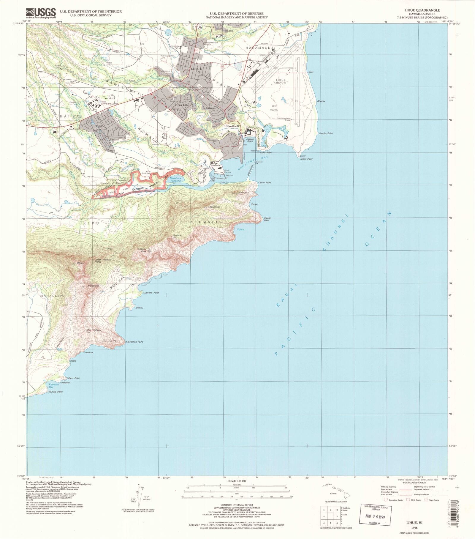 Classic USGS Lihue Hawaii 7.5'x7.5' Topo Map – MyTopo Map Store