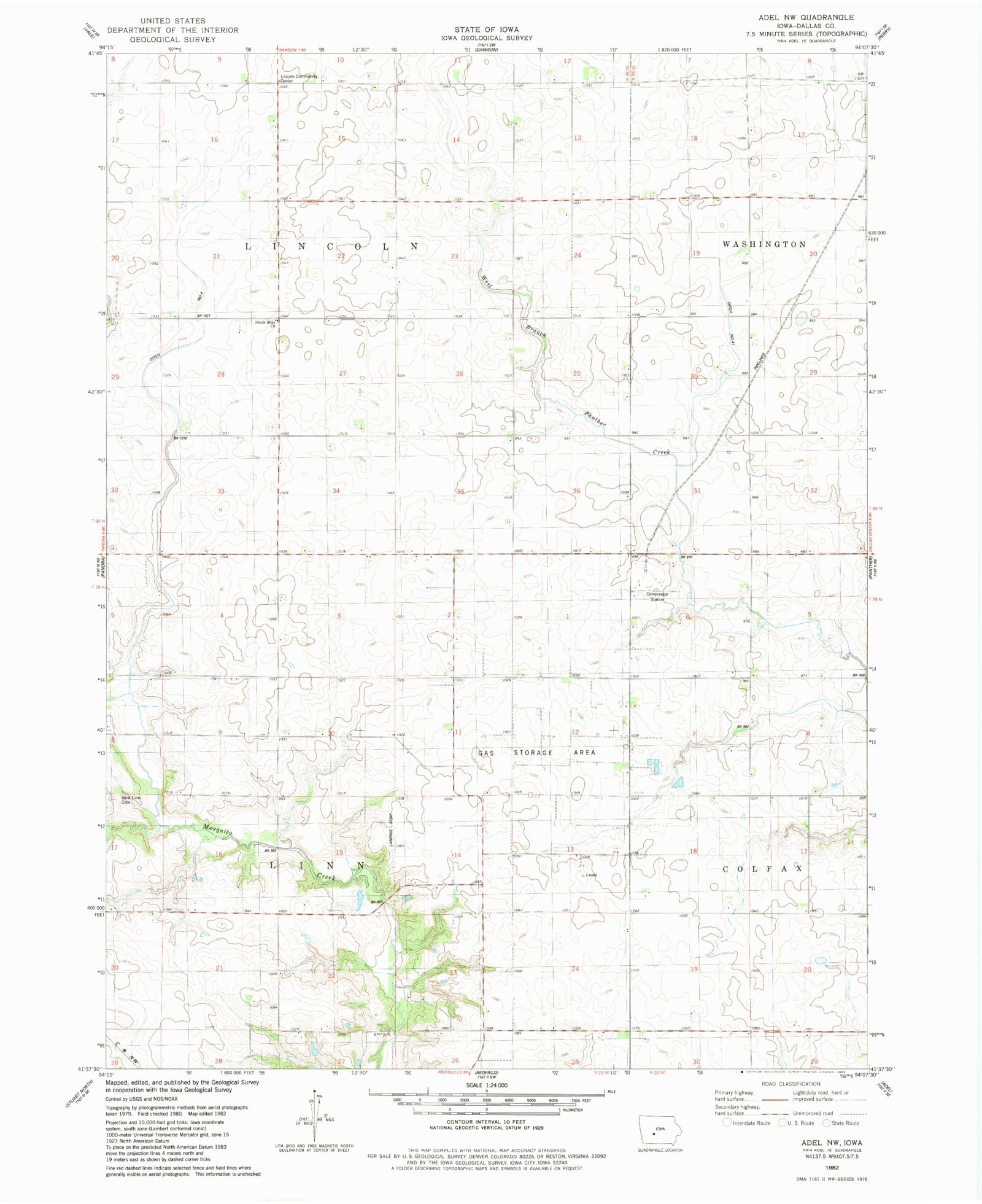 Classic USGS Adel NW Iowa 7.5'x7.5' Topo Map – MyTopo Map Store