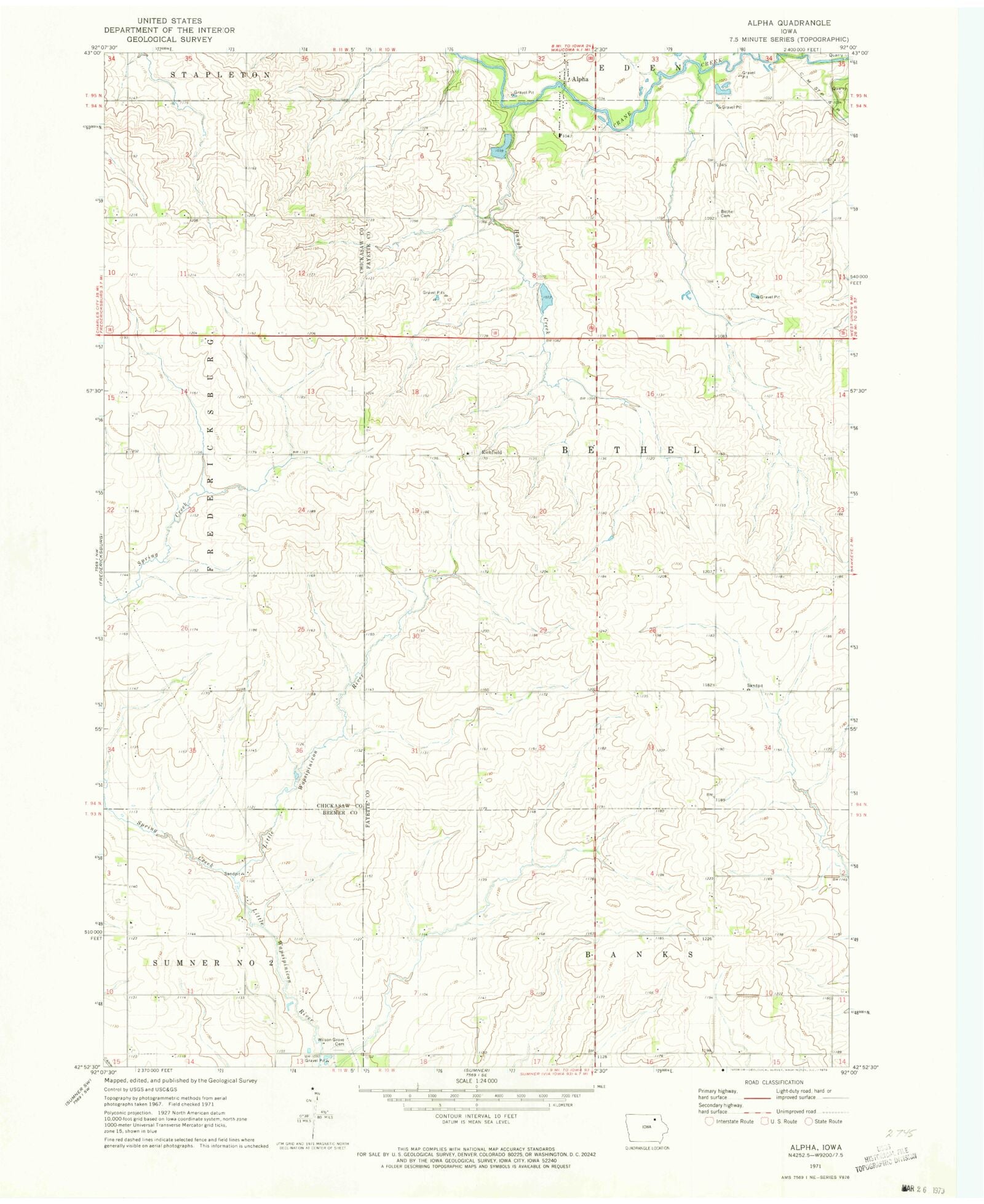 Classic USGS Alpha Iowa 7.5'x7.5' Topo Map – MyTopo Map Store