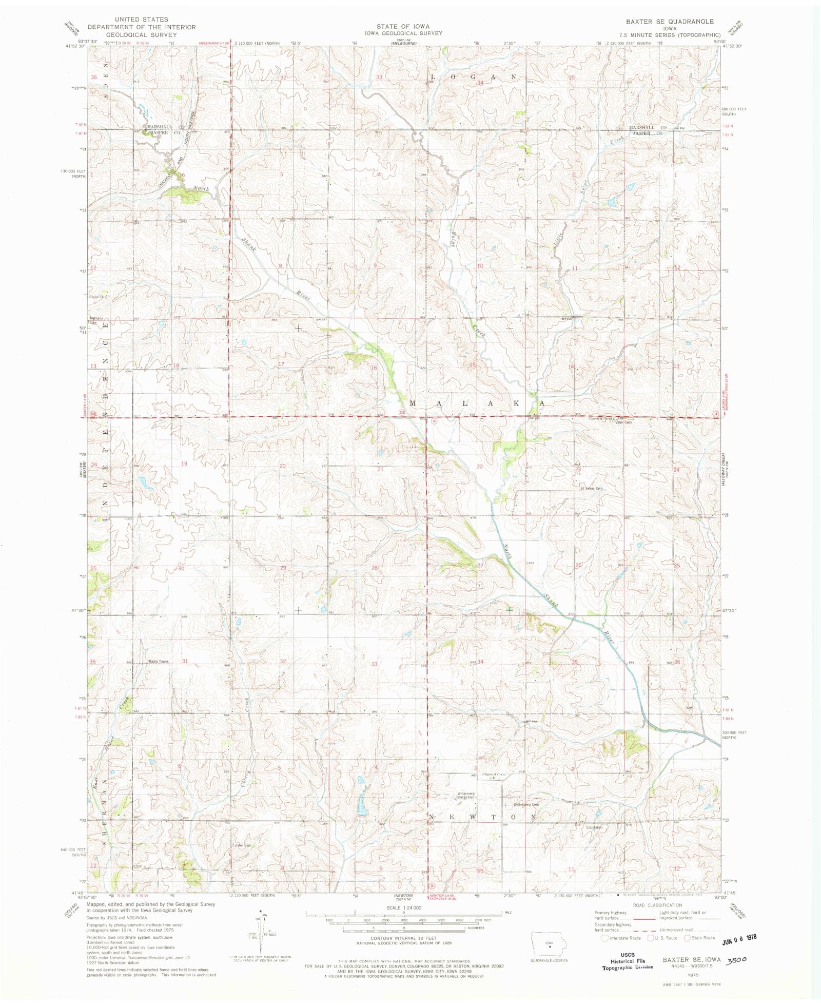 Classic USGS Baxter SE Iowa 7.5'x7.5' Topo Map – MyTopo Map Store