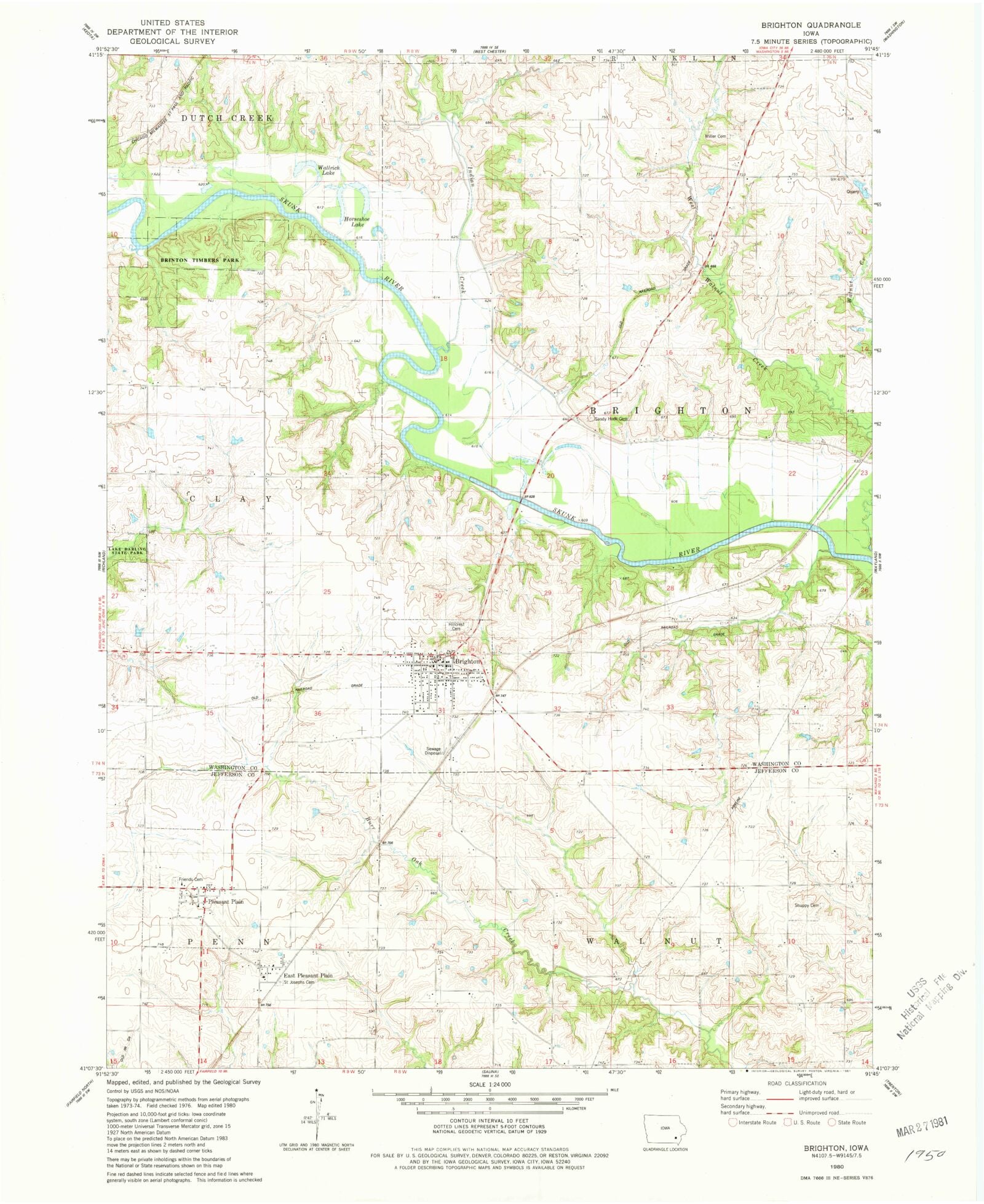 Classic USGS Brighton Iowa 7.5'x7.5' Topo Map – MyTopo Map Store