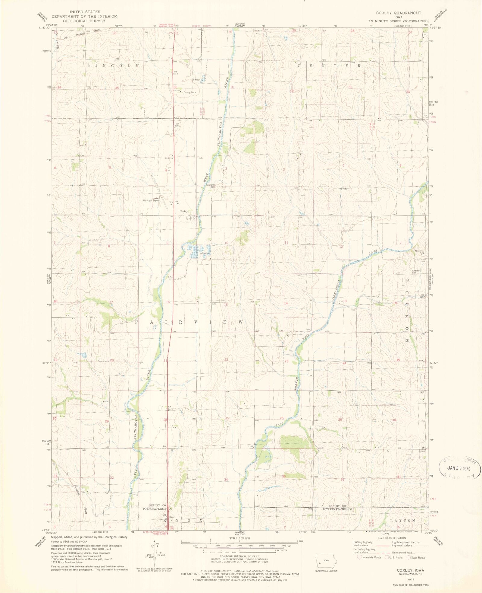 Classic USGS Corley Iowa 7.5'x7.5' Topo Map – MyTopo Map Store