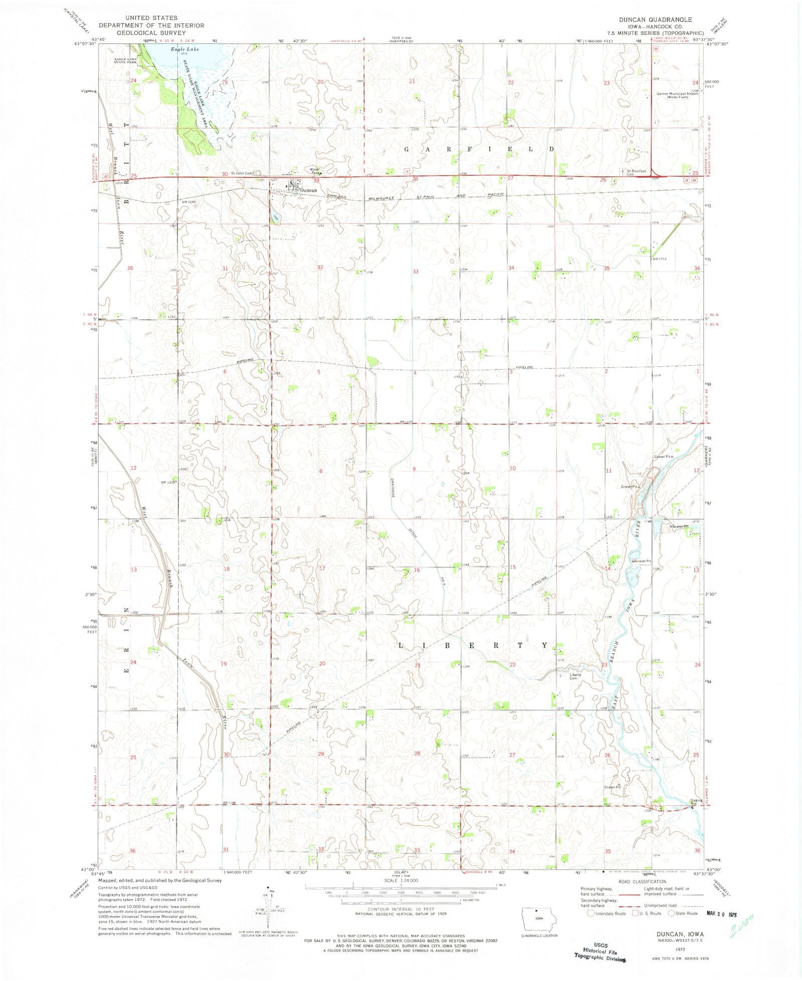 Classic USGS Duncan Iowa 7.5'x7.5' Topo Map – MyTopo Map Store
