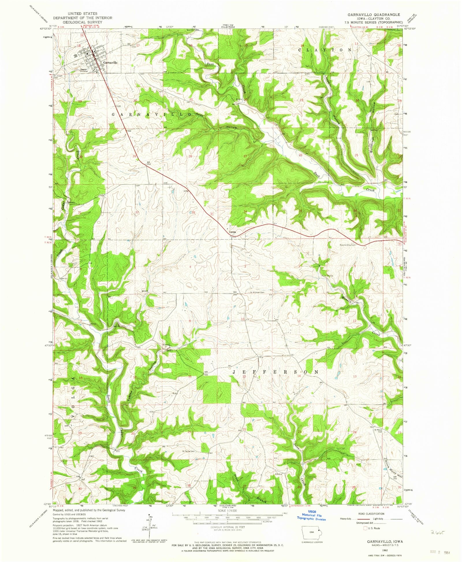 Classic USGS Garnavillo Iowa 7.5'x7.5' Topo Map – MyTopo Map Store